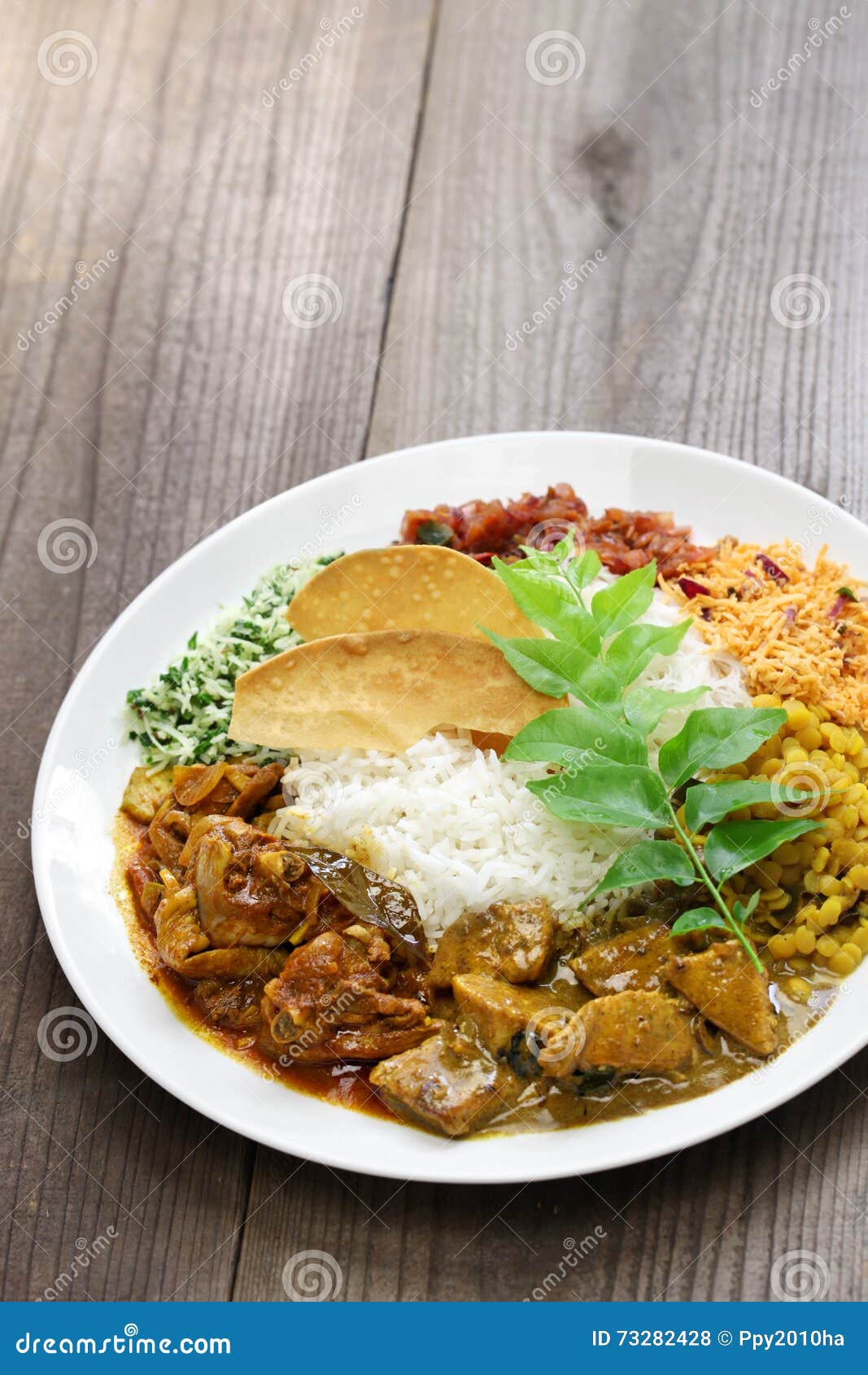 Sri Lankan Rice and Curry Dish Stock Photo - Image of traditional ...