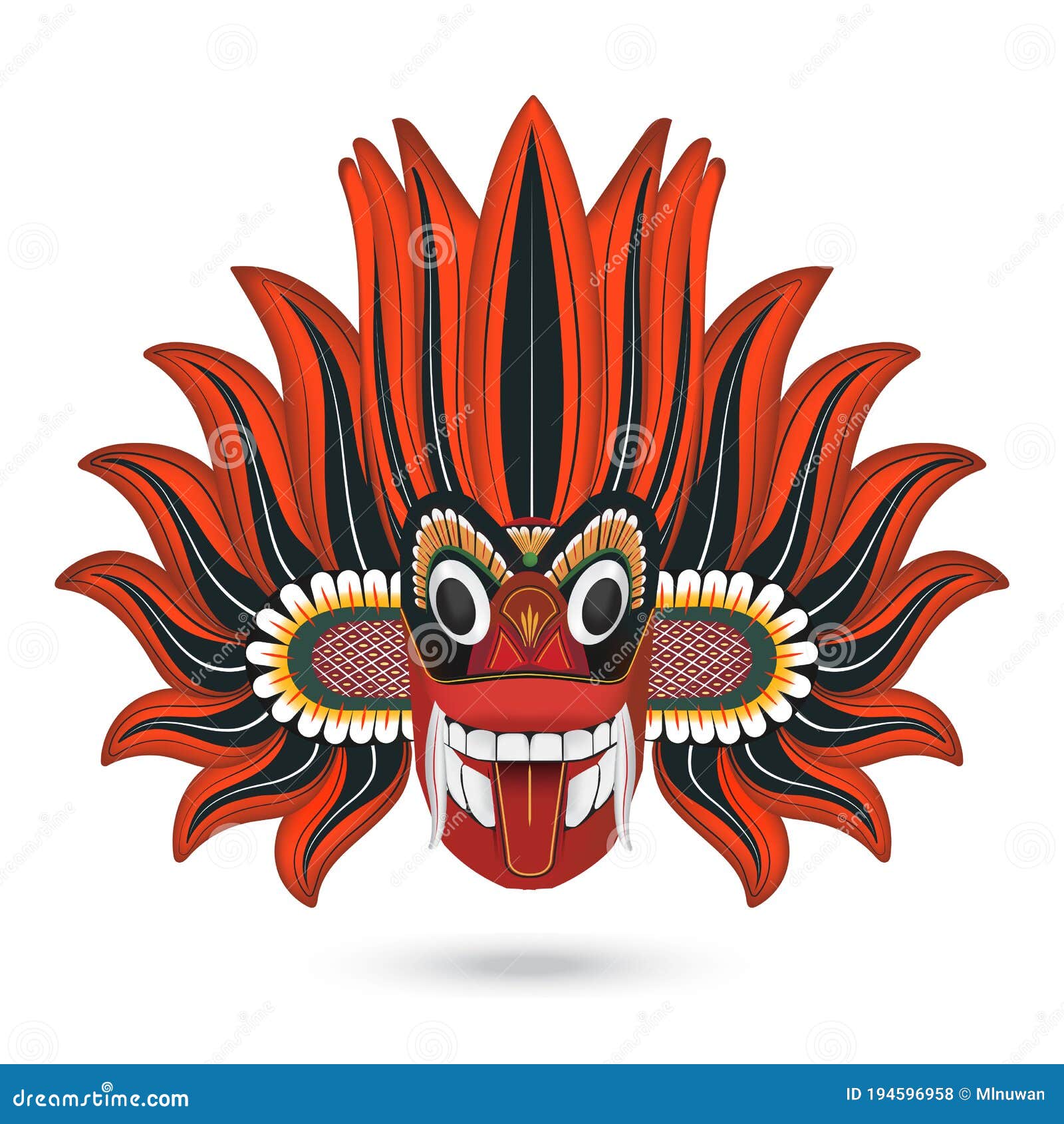 Sri Lankan Traditional Fire Dancer Mask Stock Vector - Illustration of ...