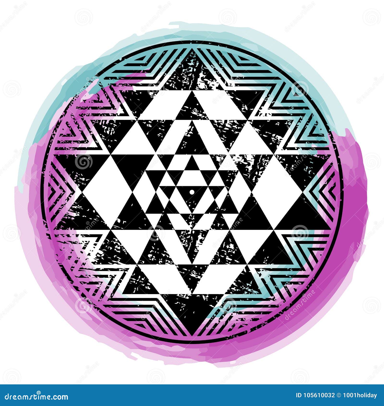 Sri Yantra Vector Icon In 6 Different Modern Styles. Black, Two Colored ...