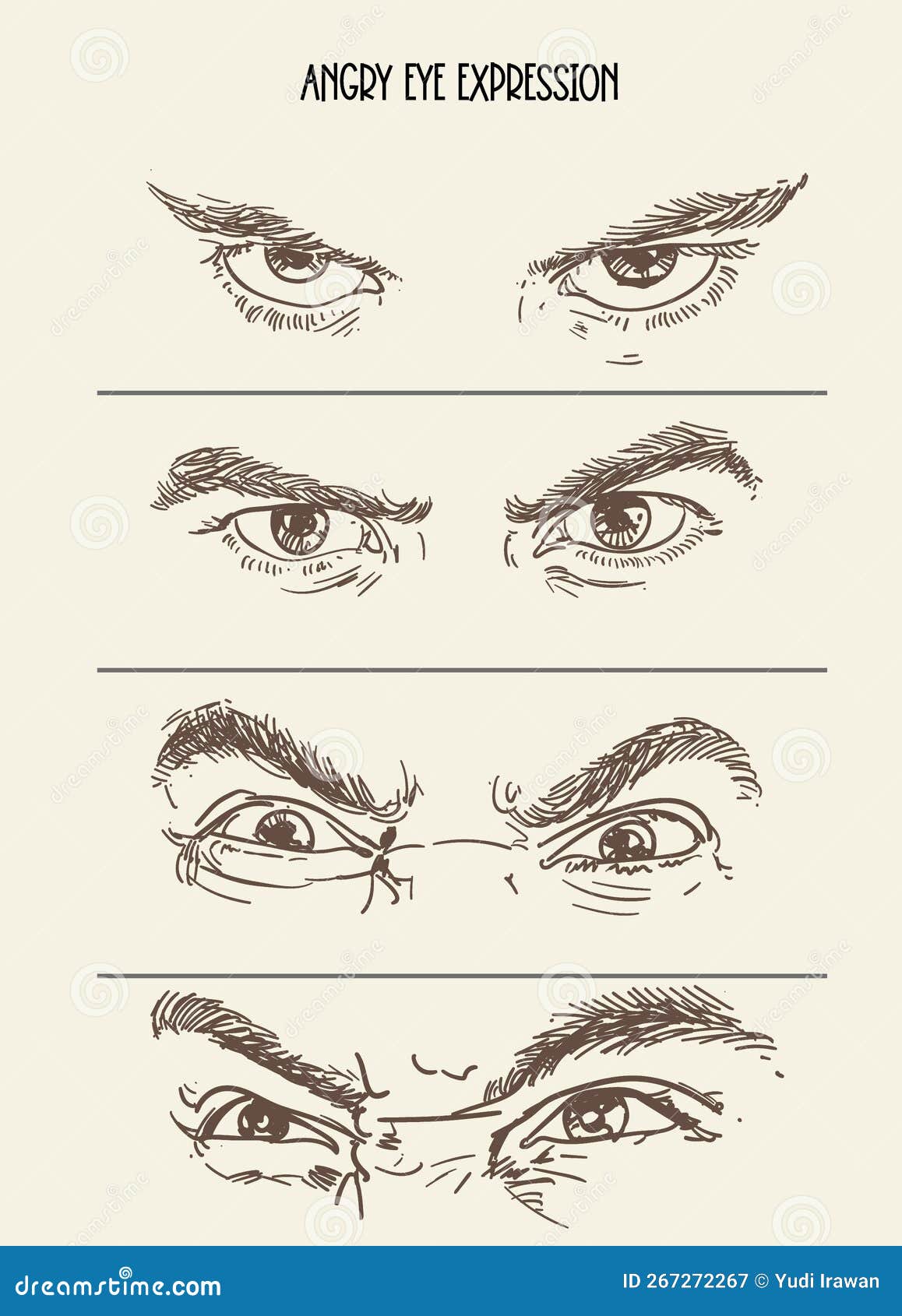 Drawing Angry Eye Expression Illlustration Stock Vector - Illustration ...