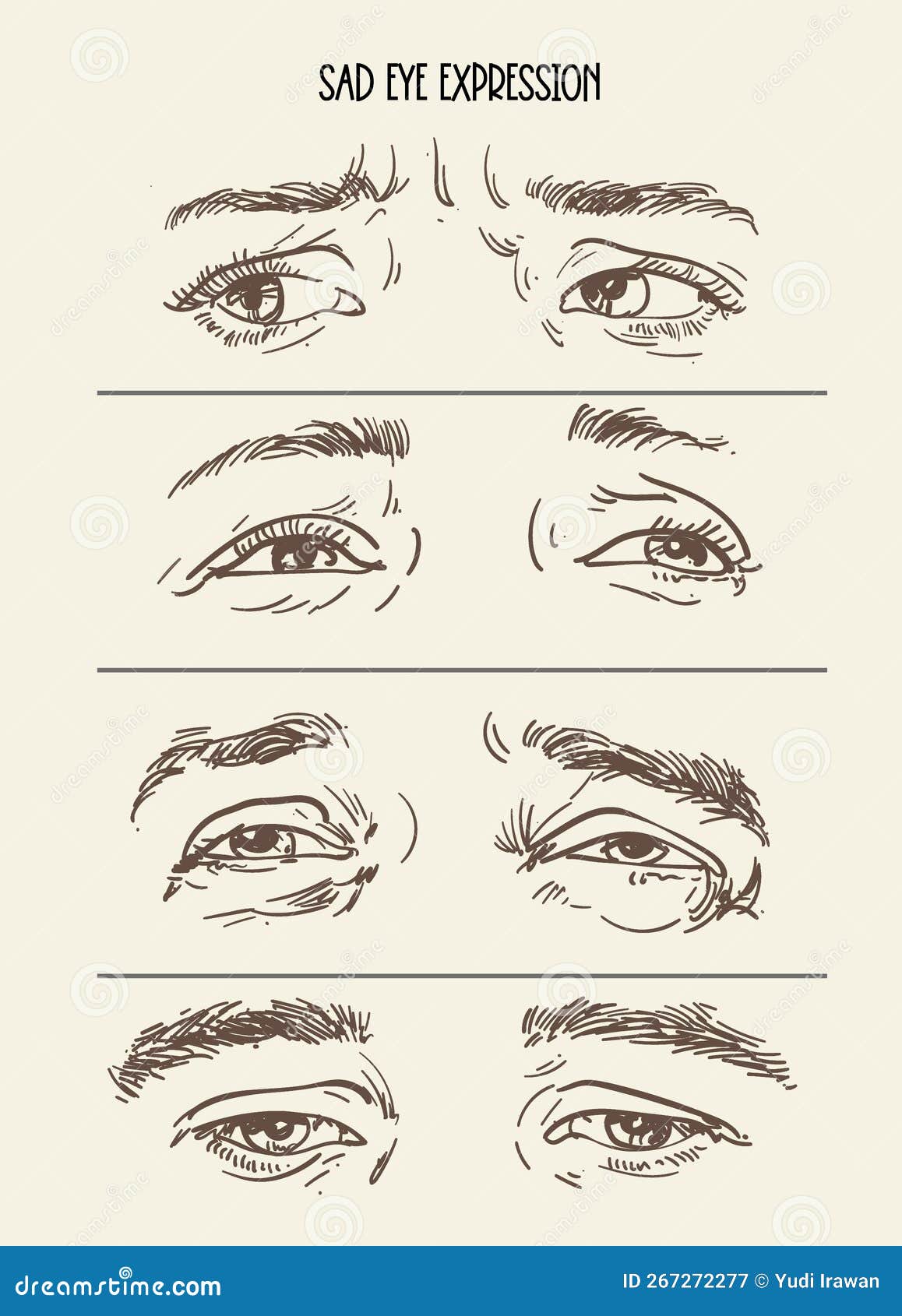 Drawing Sad Eye Expression Illlustration Stock Vector - Illustration of ...