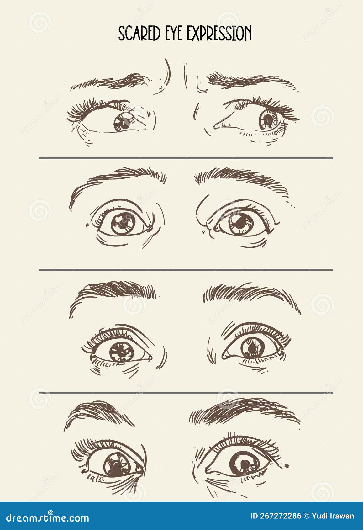 Drawing Scared Eye Expression Illlustration Stock Vector - Illustration ...