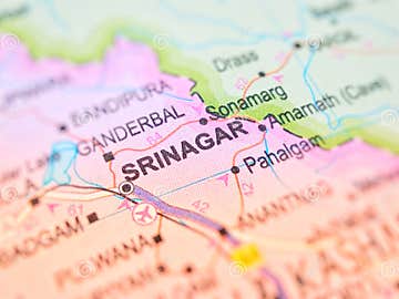 Srinagar on a Map of India with Blur Effect Stock Photo - Image of view ...