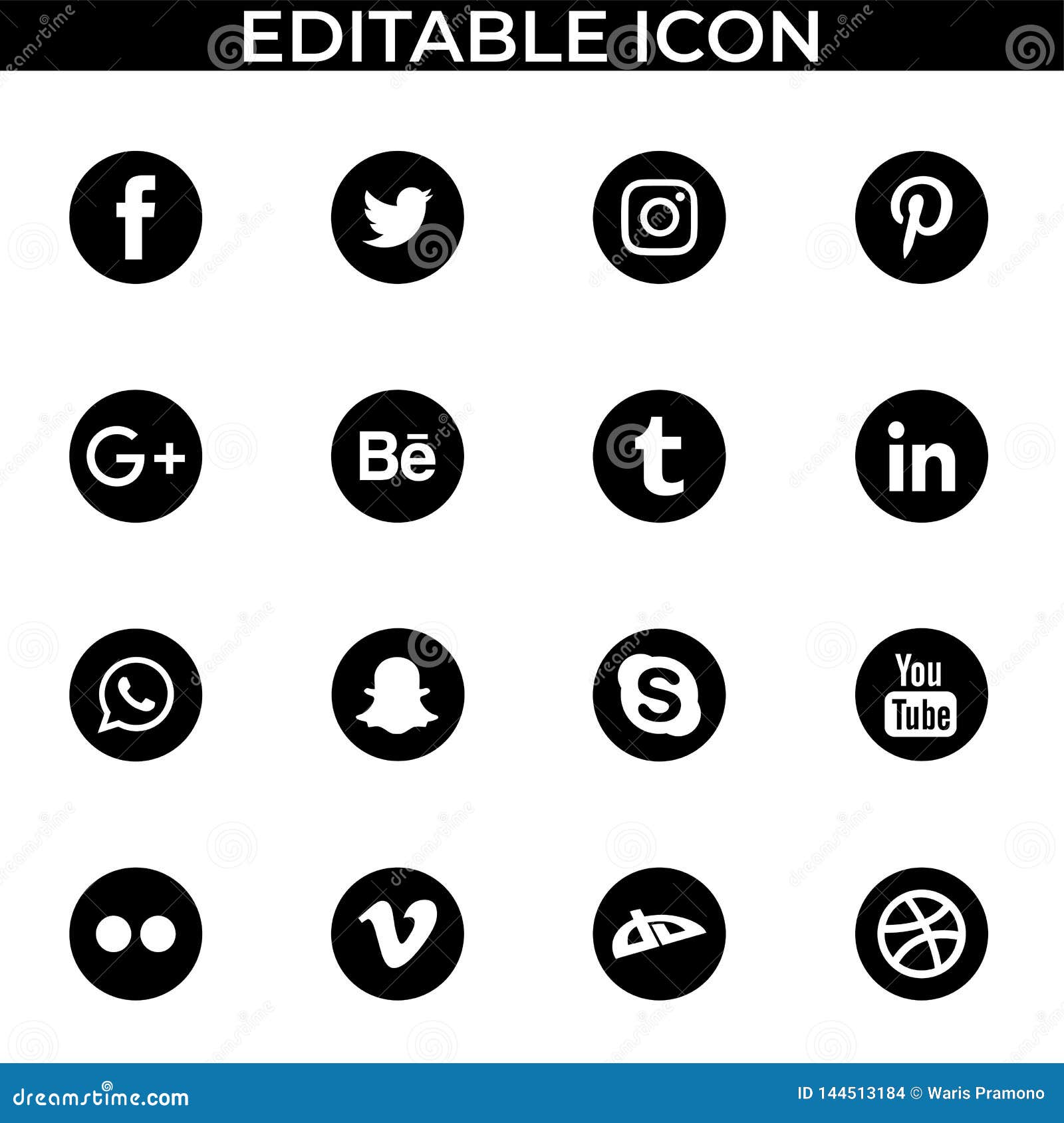 Simple Set of Social Media Fill and Line Vector Icon Editorial Stock ...