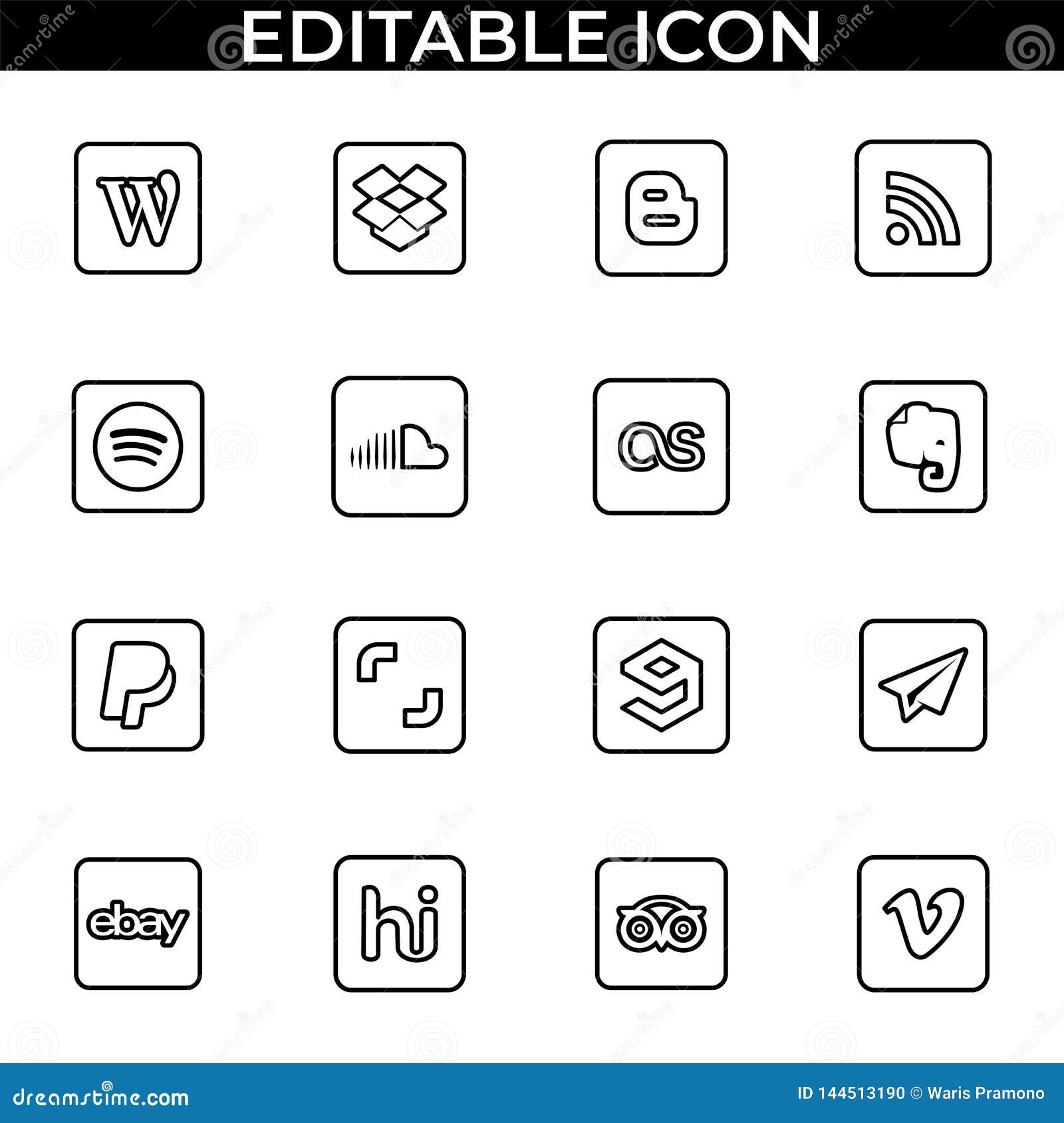 Simple Set of Social Media Fill and Line Icon Editorial Image ...