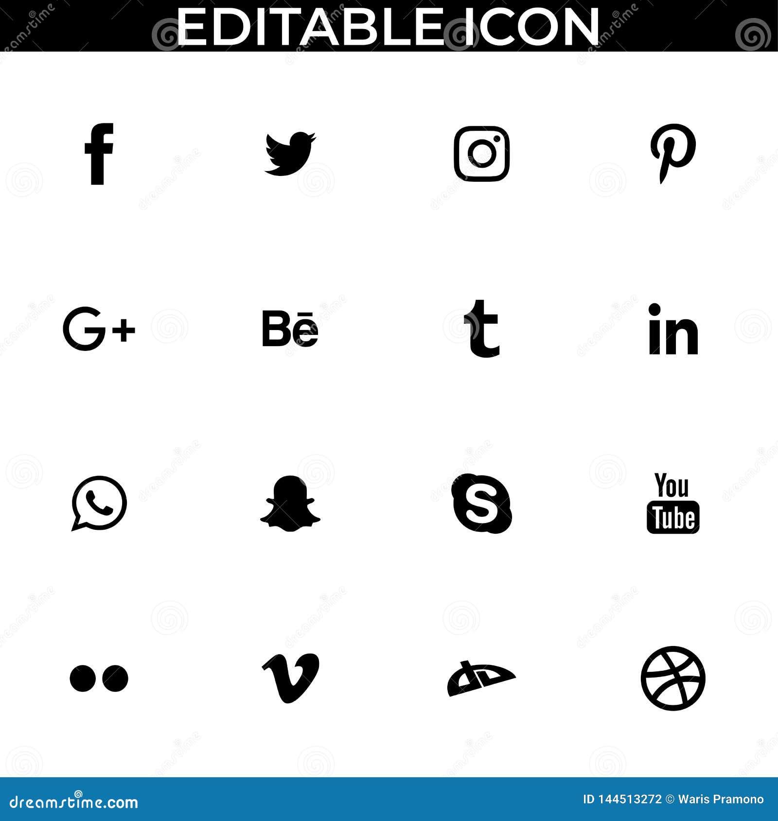 Simple Set of Social Media Fill and Line Vector Icon Editorial ...