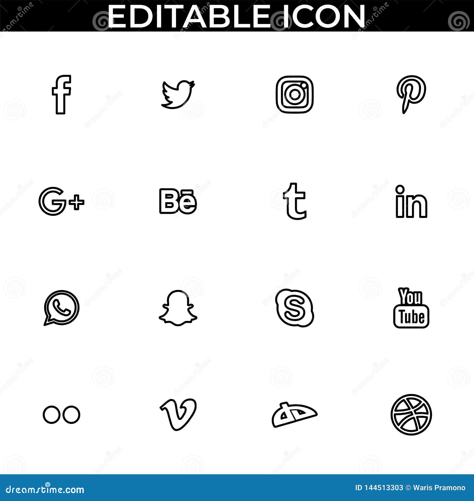 Simple Set of Social Media Fill and Line Icon Editorial Stock Photo ...