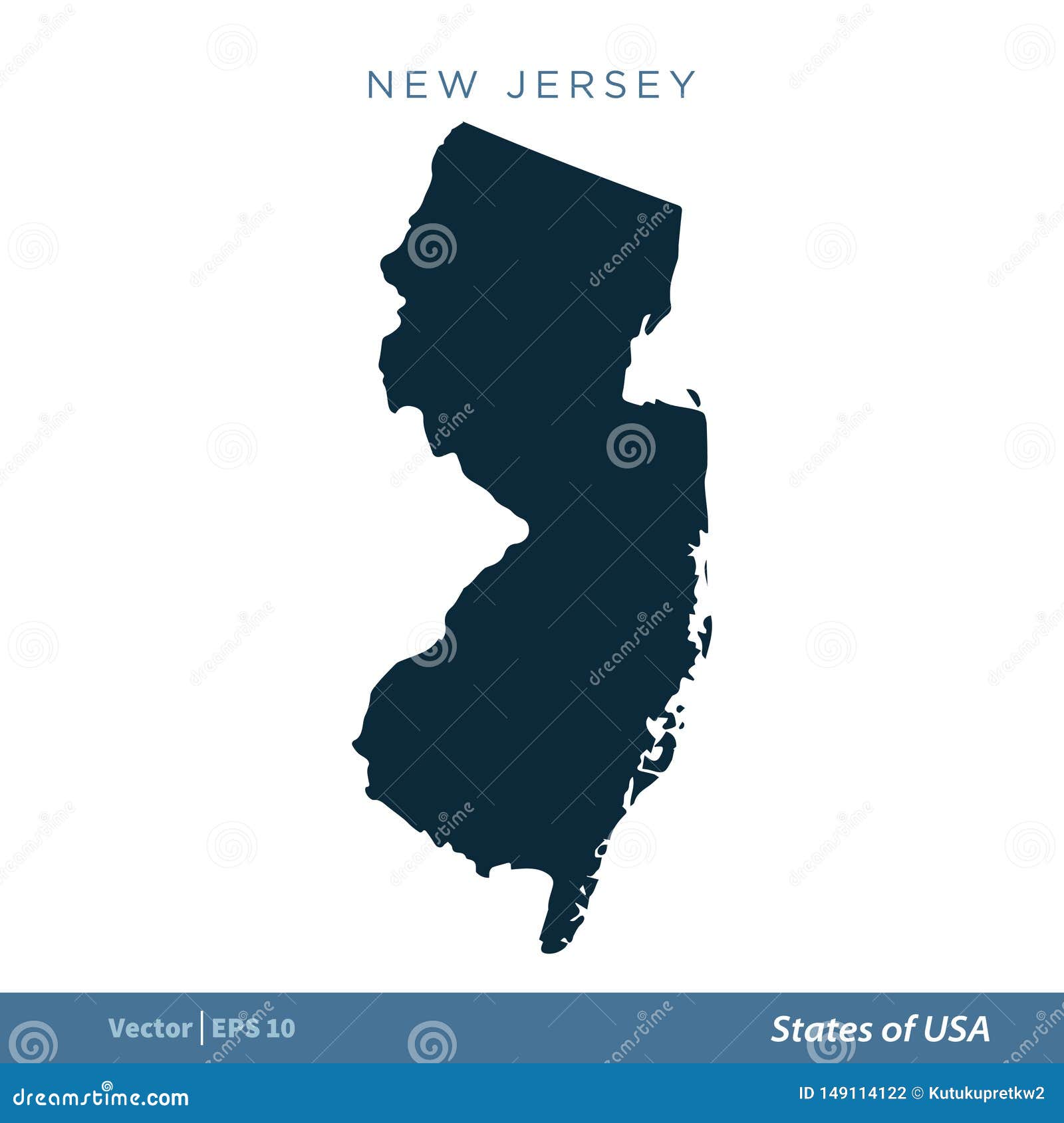 New Jersey - States of US Map Icon Vector Template Illustration Design ...