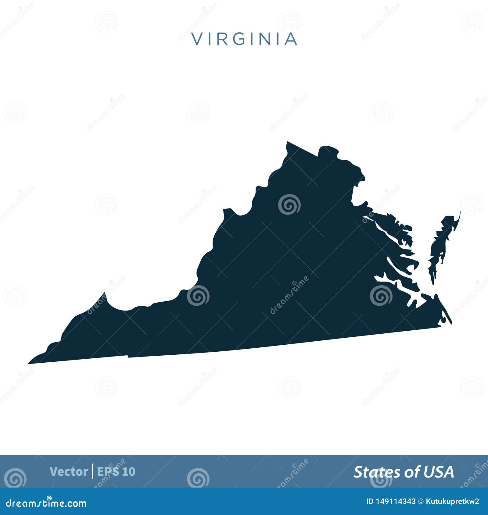 Virginia - States of US Map Icon Vector Template Illustration Design ...