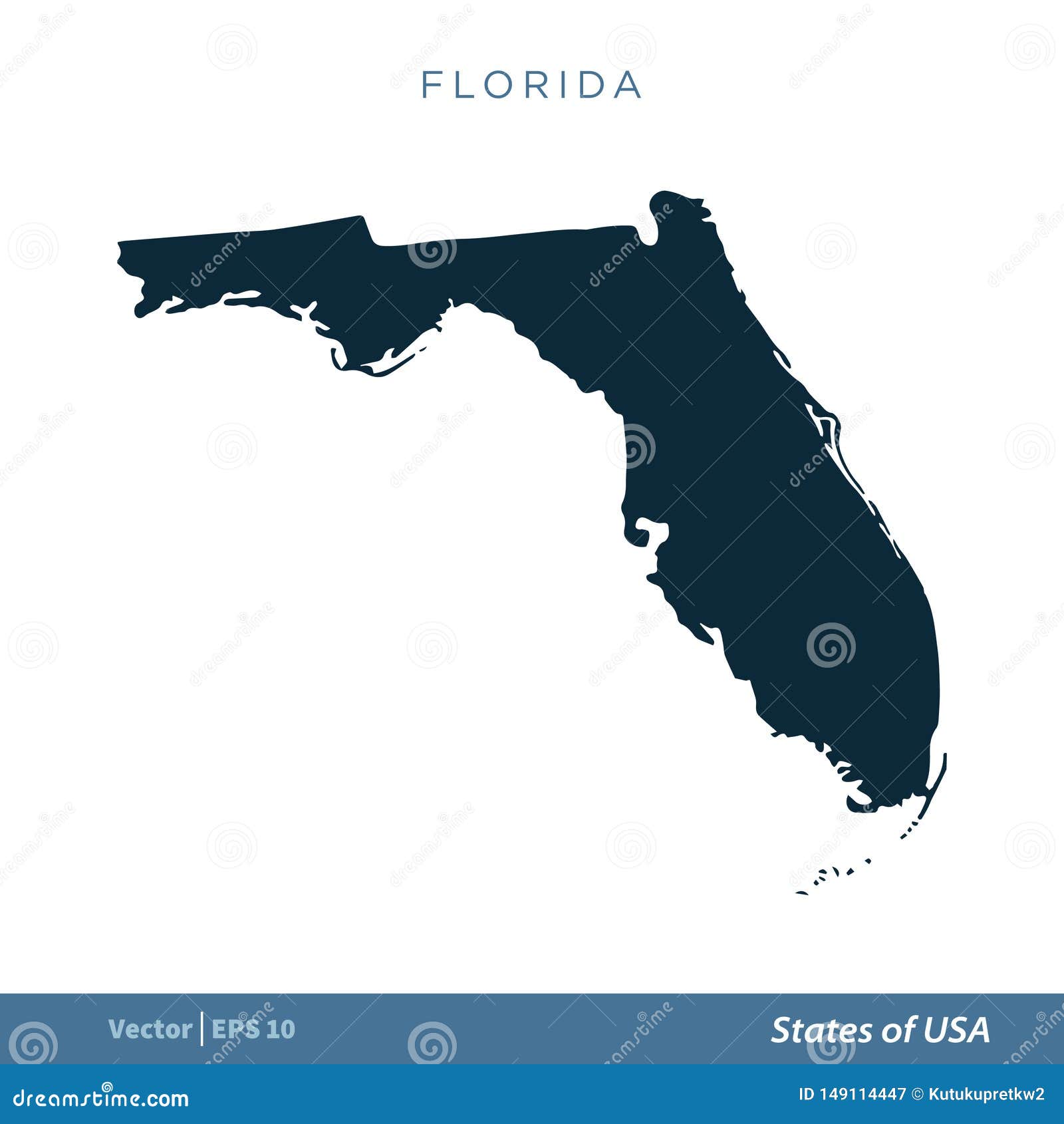 Florida - States of US Map Icon Vector Template Illustration Design ...
