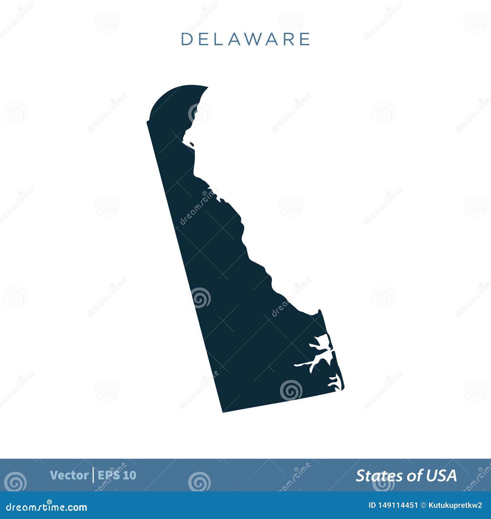 Delaware - States of US Map Icon Vector Template Illustration Design ...