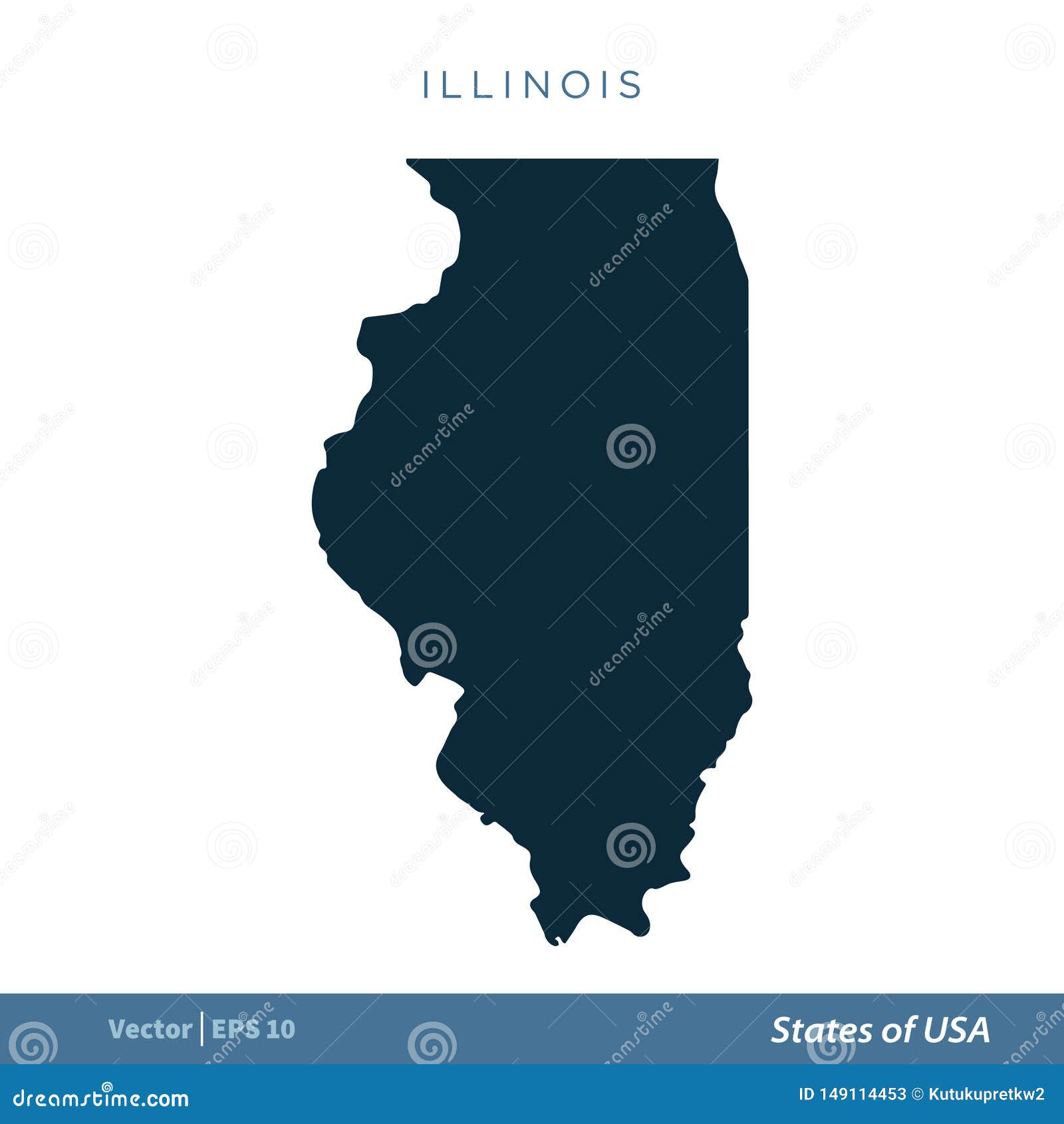 Illinois - States of US Map Icon Vector Template Illustration Design ...