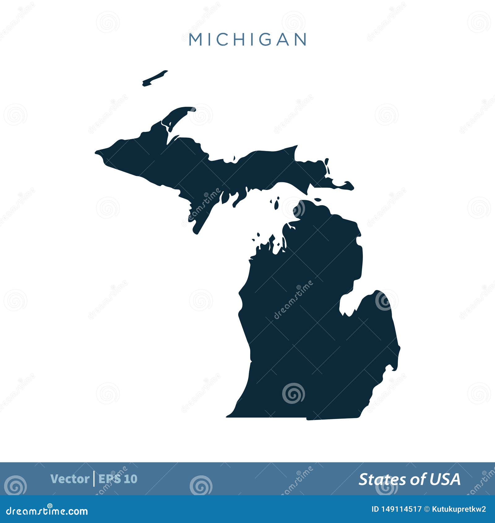 Michigan - States of US Map Icon Vector Template Illustration Design ...