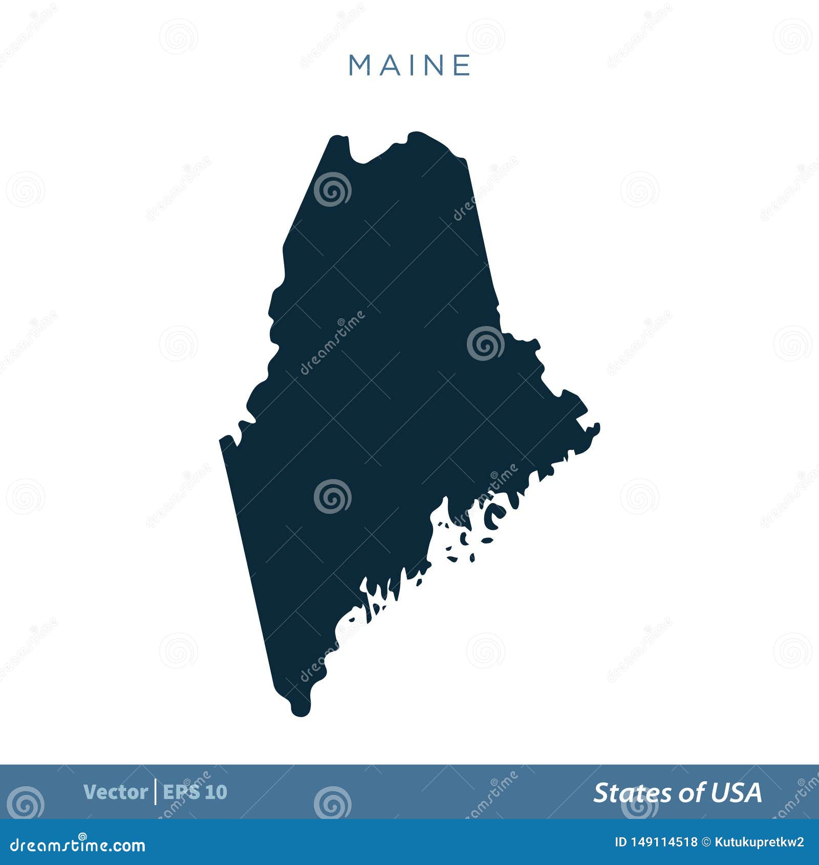Maine - States of US Map Icon Vector Template Illustration Design ...