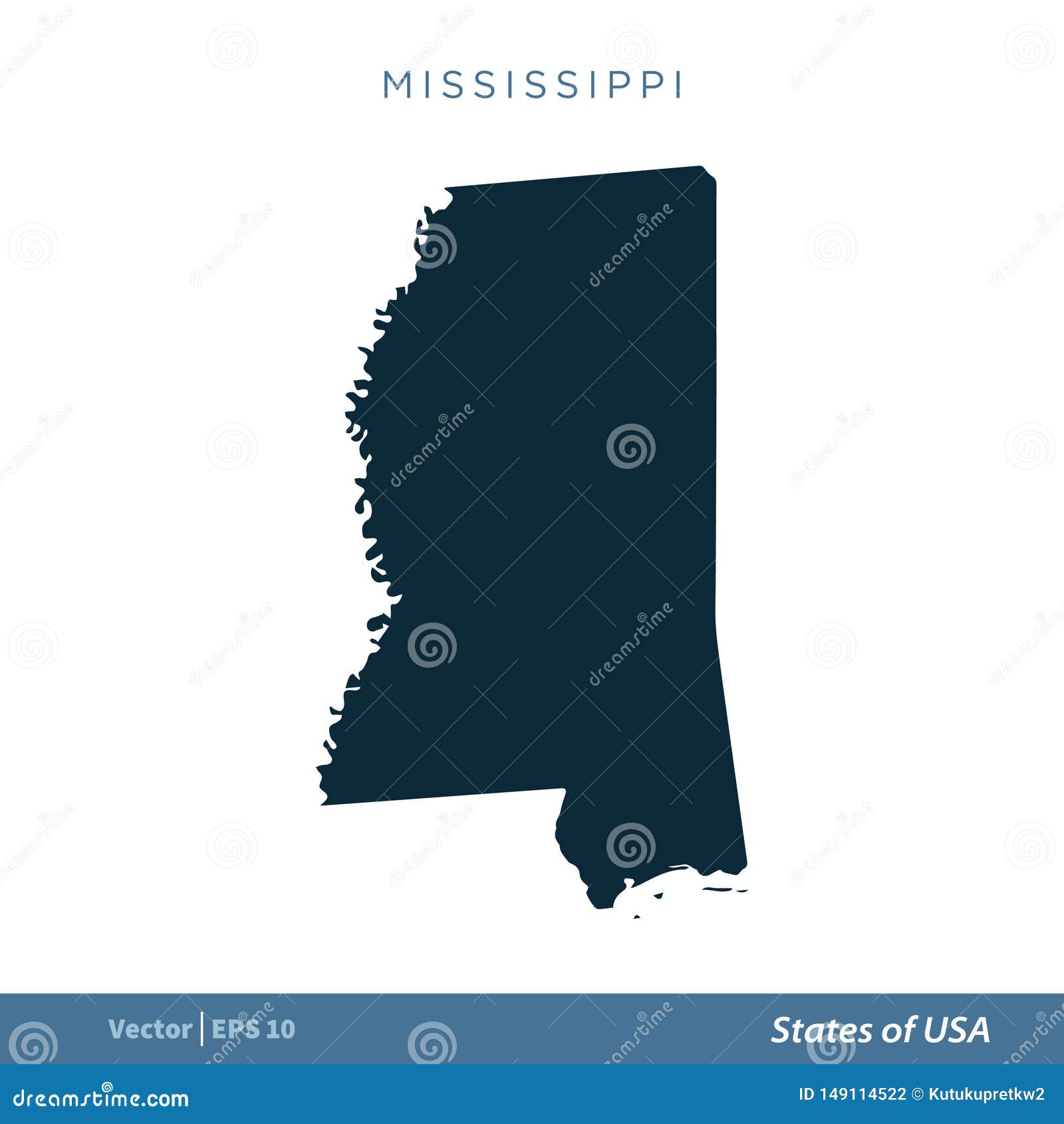 Mississippi - States of US Map Icon Vector Template Illustration Design ...