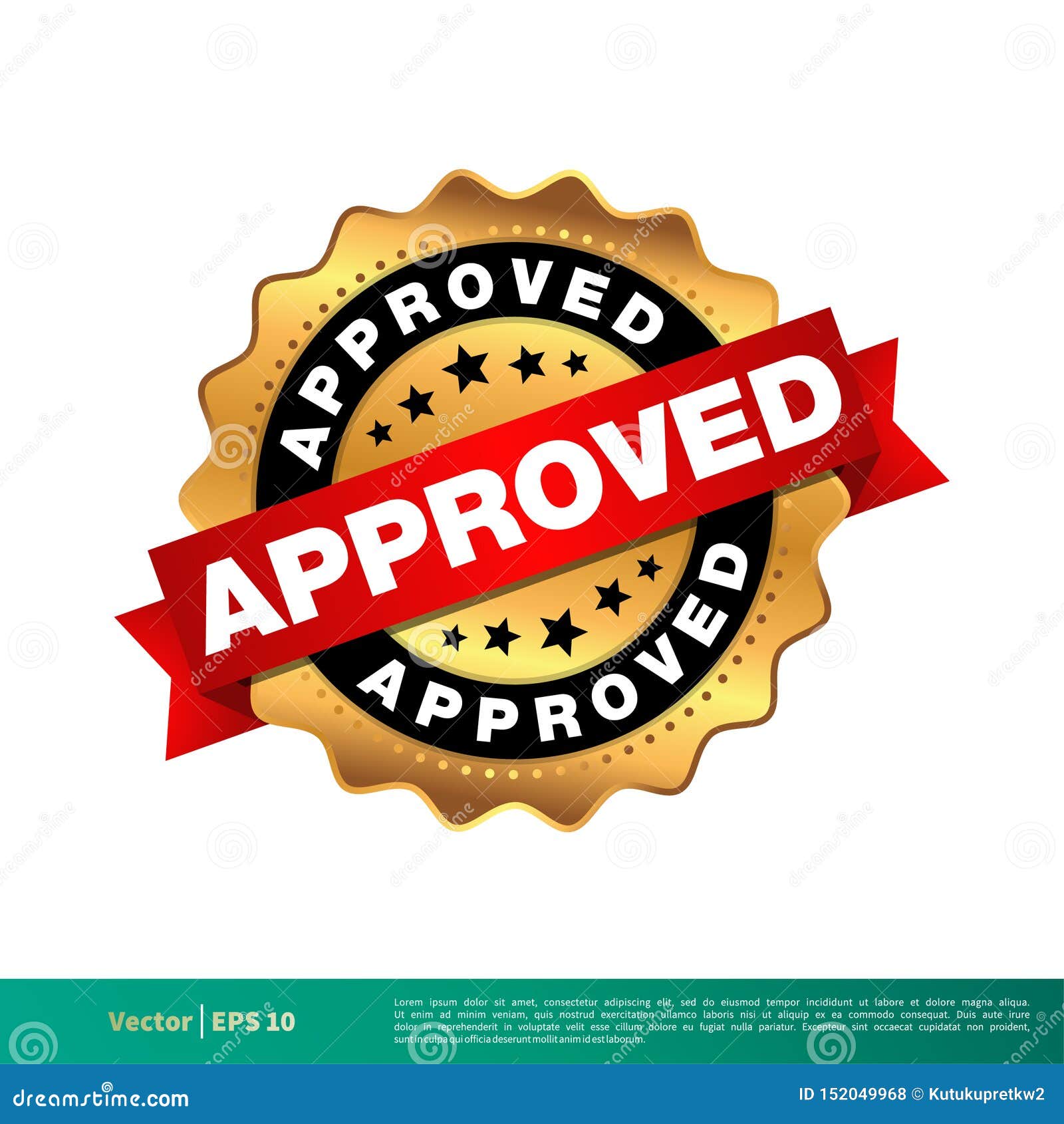 FDA Approved Gold Rubber Stamp On White Background. Realistic Object ...