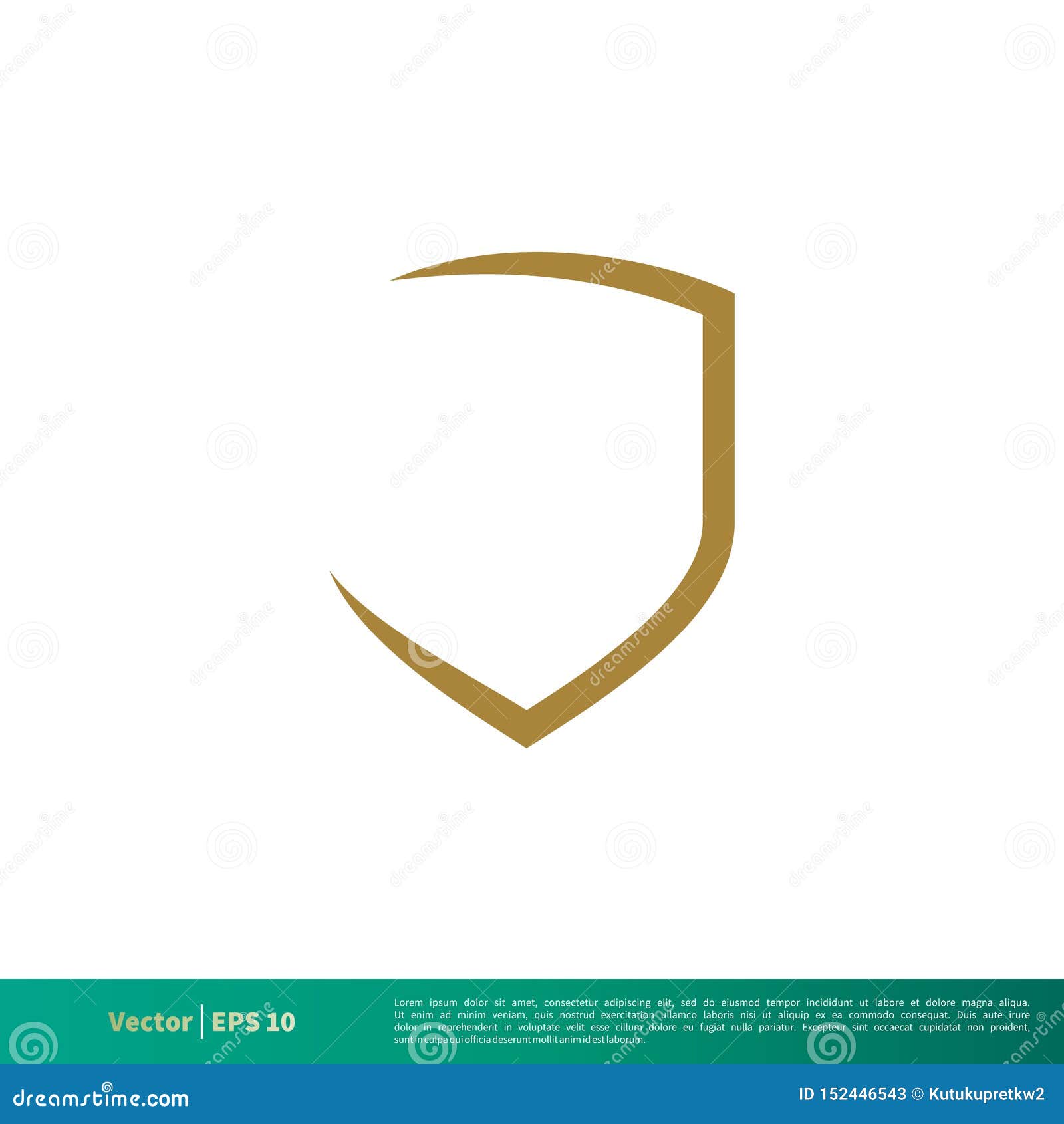 Gold Shield Line Icon Vector Logo Template Illustration Design. Vector ...