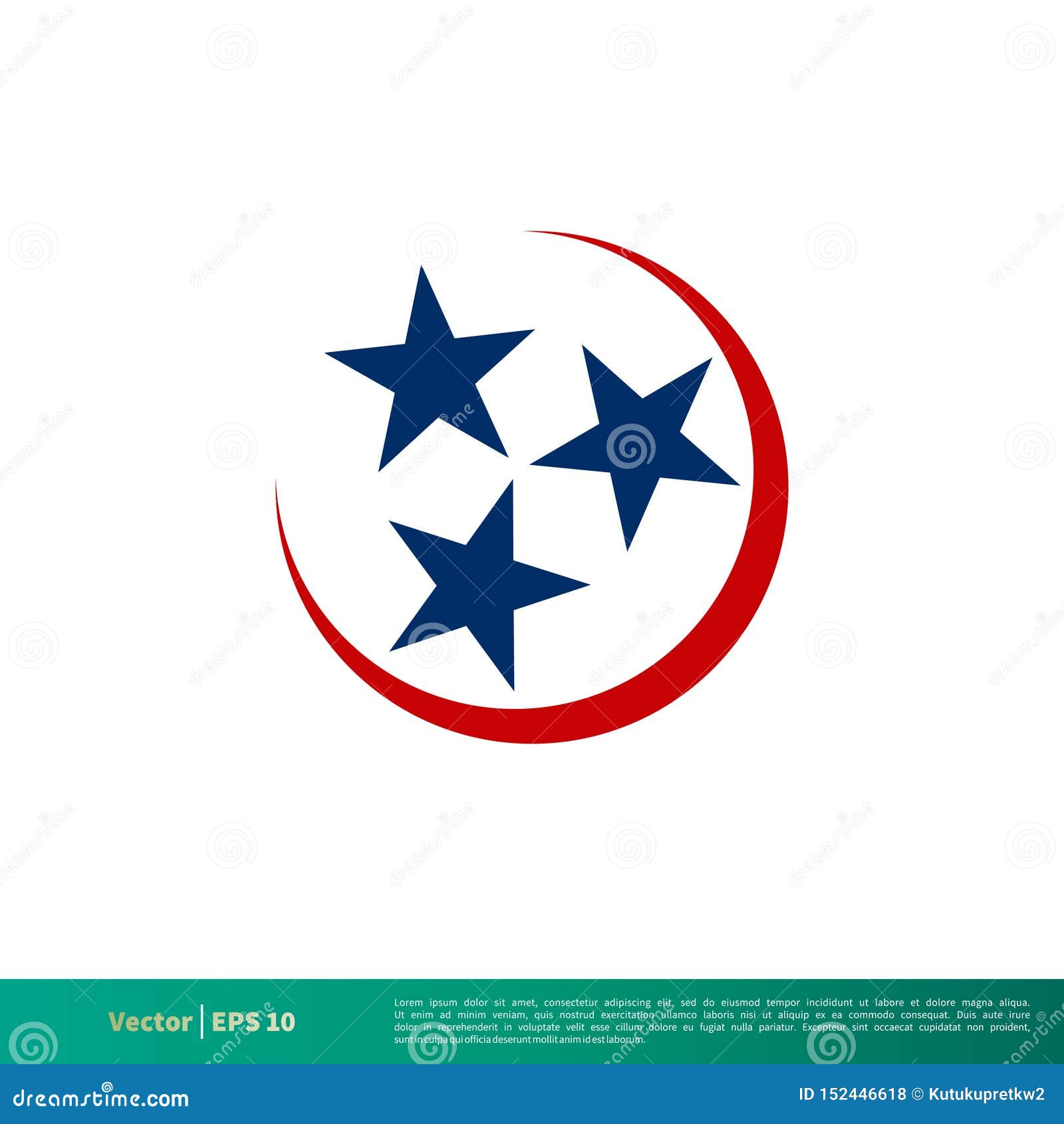 Three Stars, Tennessee Flag Icon Vector Logo Template Illustration ...