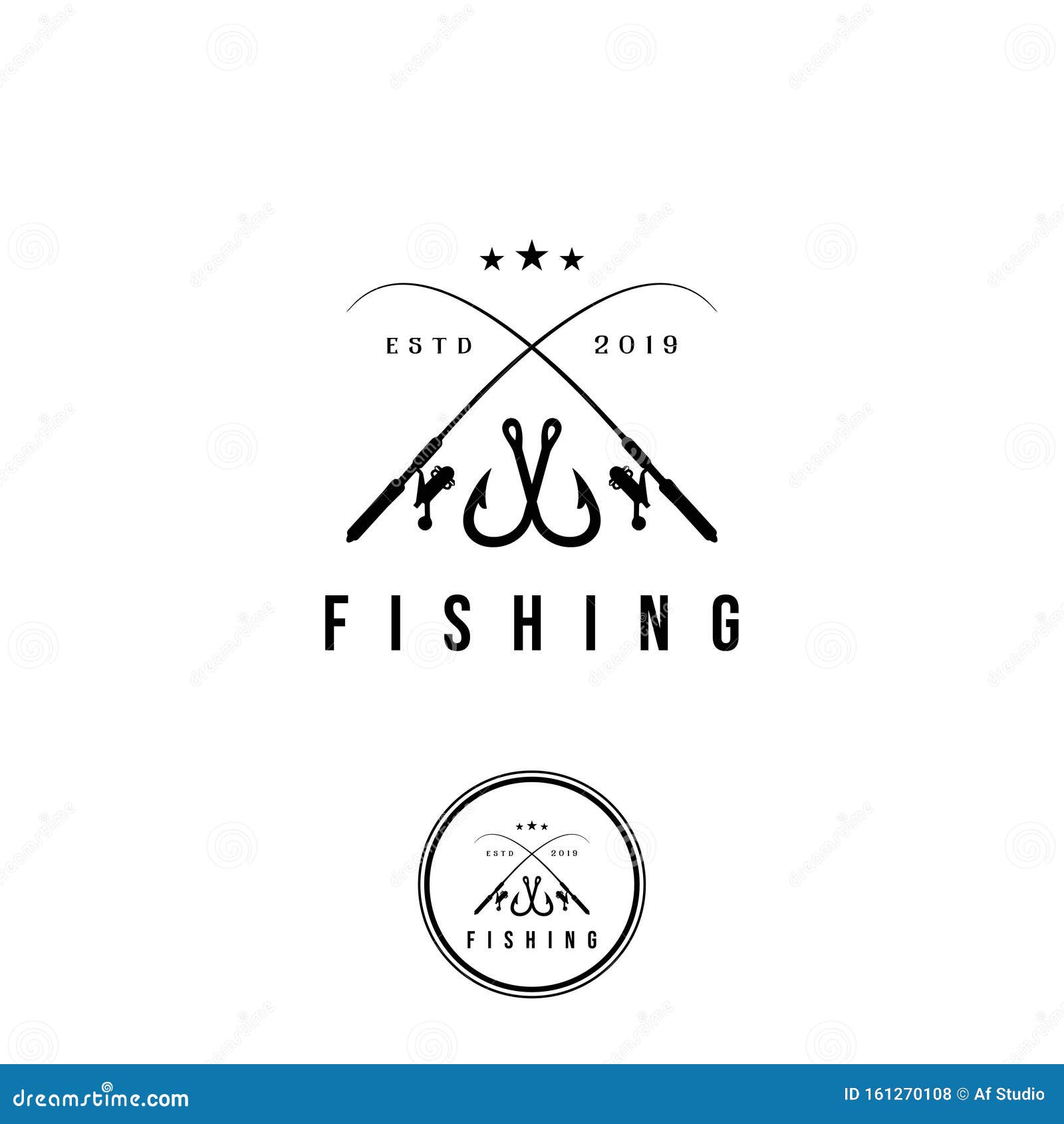 Fishing Rod and Hook Logo Design Vector Illustration Stock Vector ...