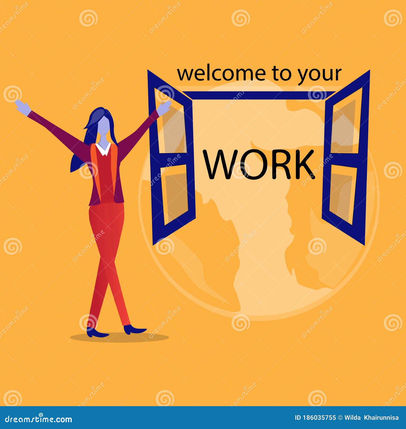 Welcome To Your Work by `Successful Businesswoman`. Stock Vector ...