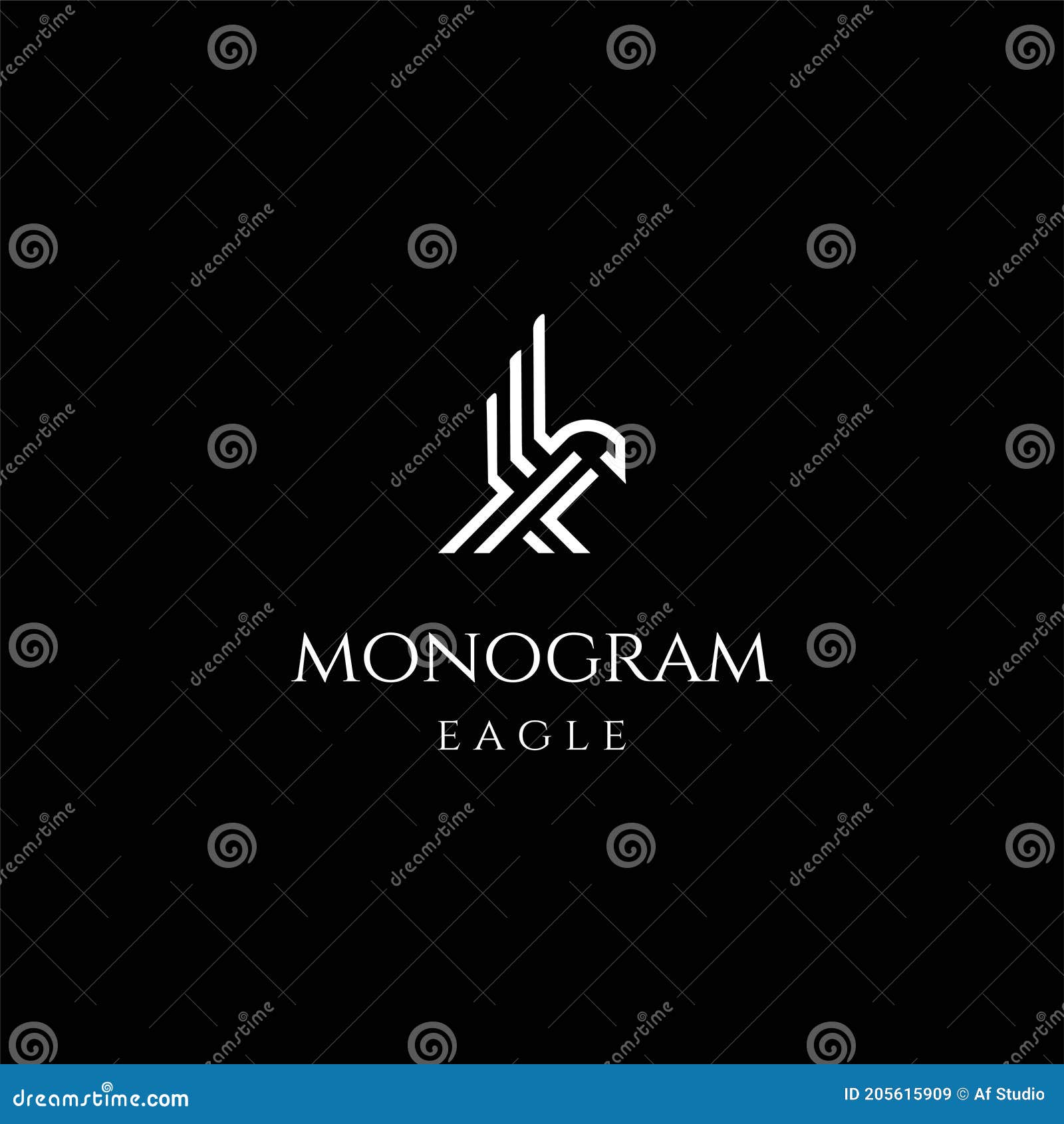 Eagle Hawk Falcon Raven Phoenix Bird Line Outline Monogram Logo Design ...
