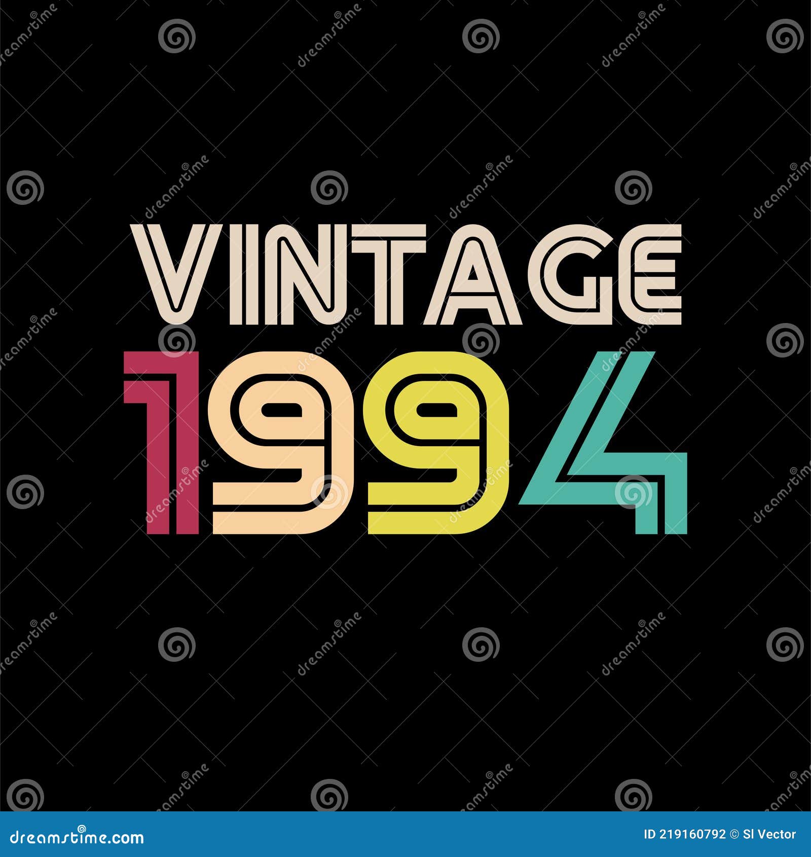 1994 Vector Vintage Retro T Shirt Design Black Background Stock Vector ...