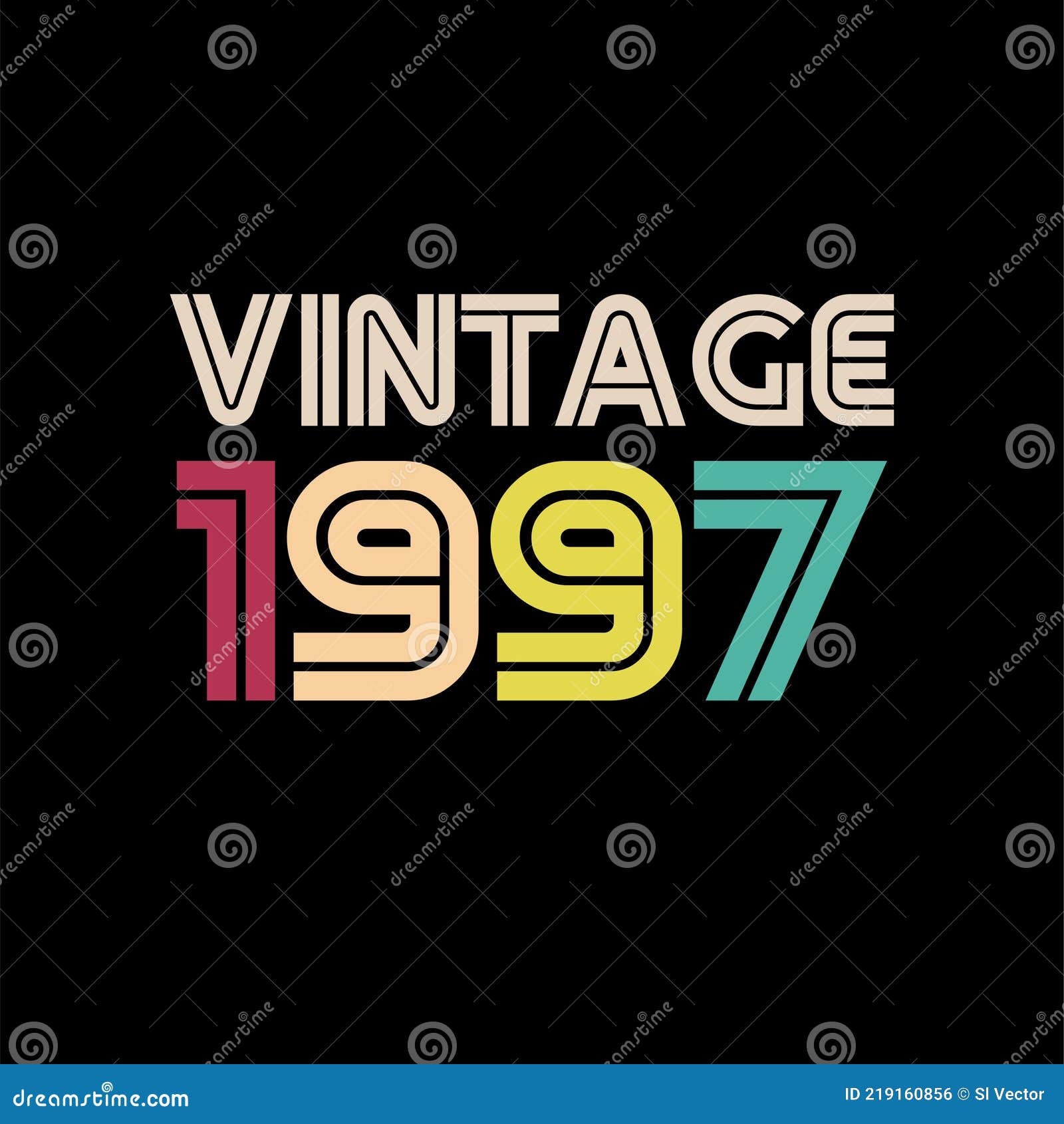 1997 Vector Vintage Retro T Shirt Design Black Background Stock Vector ...