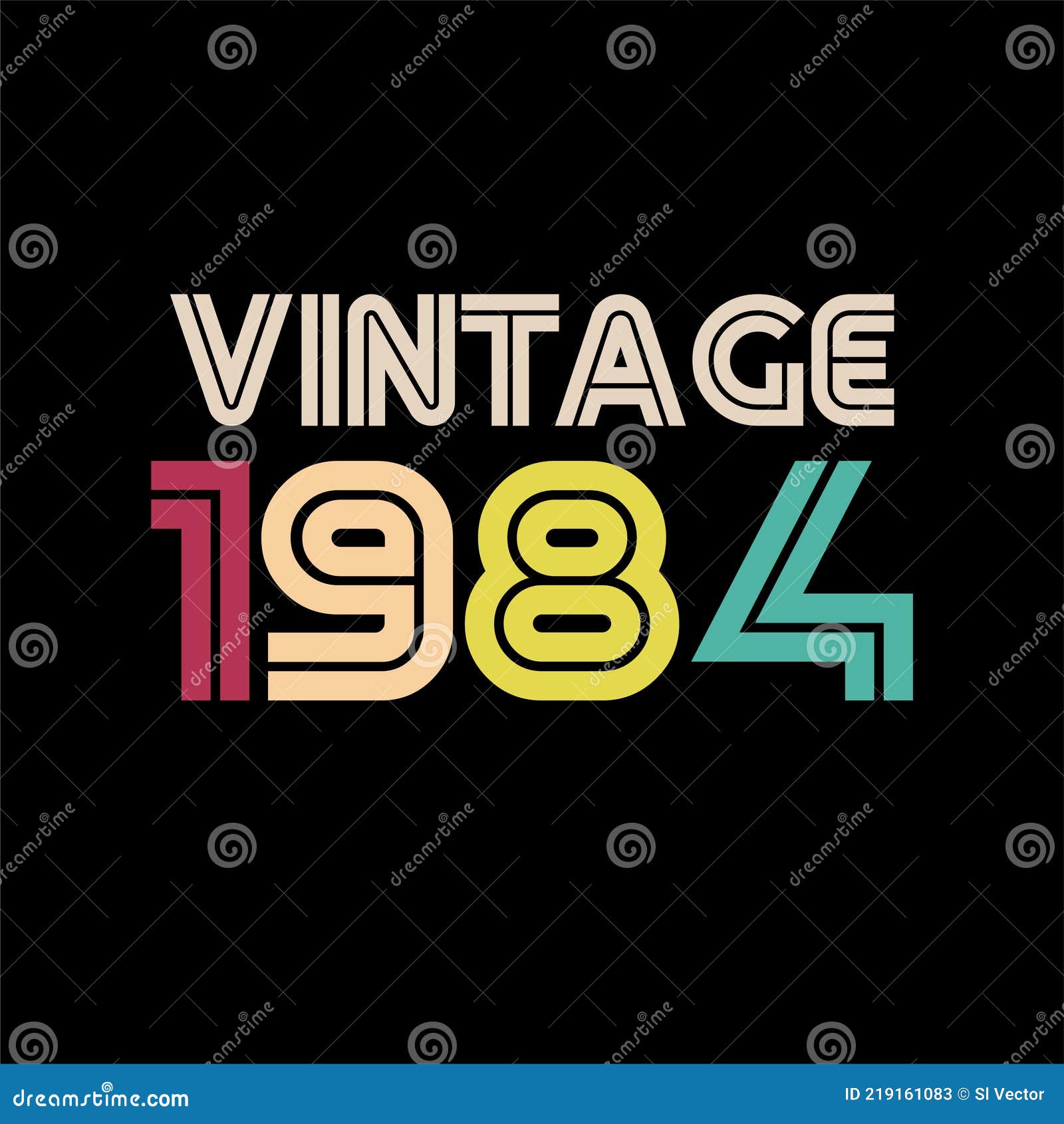 1984 Vintage Retro T Shirt Design, Vector, Black Background Stock ...