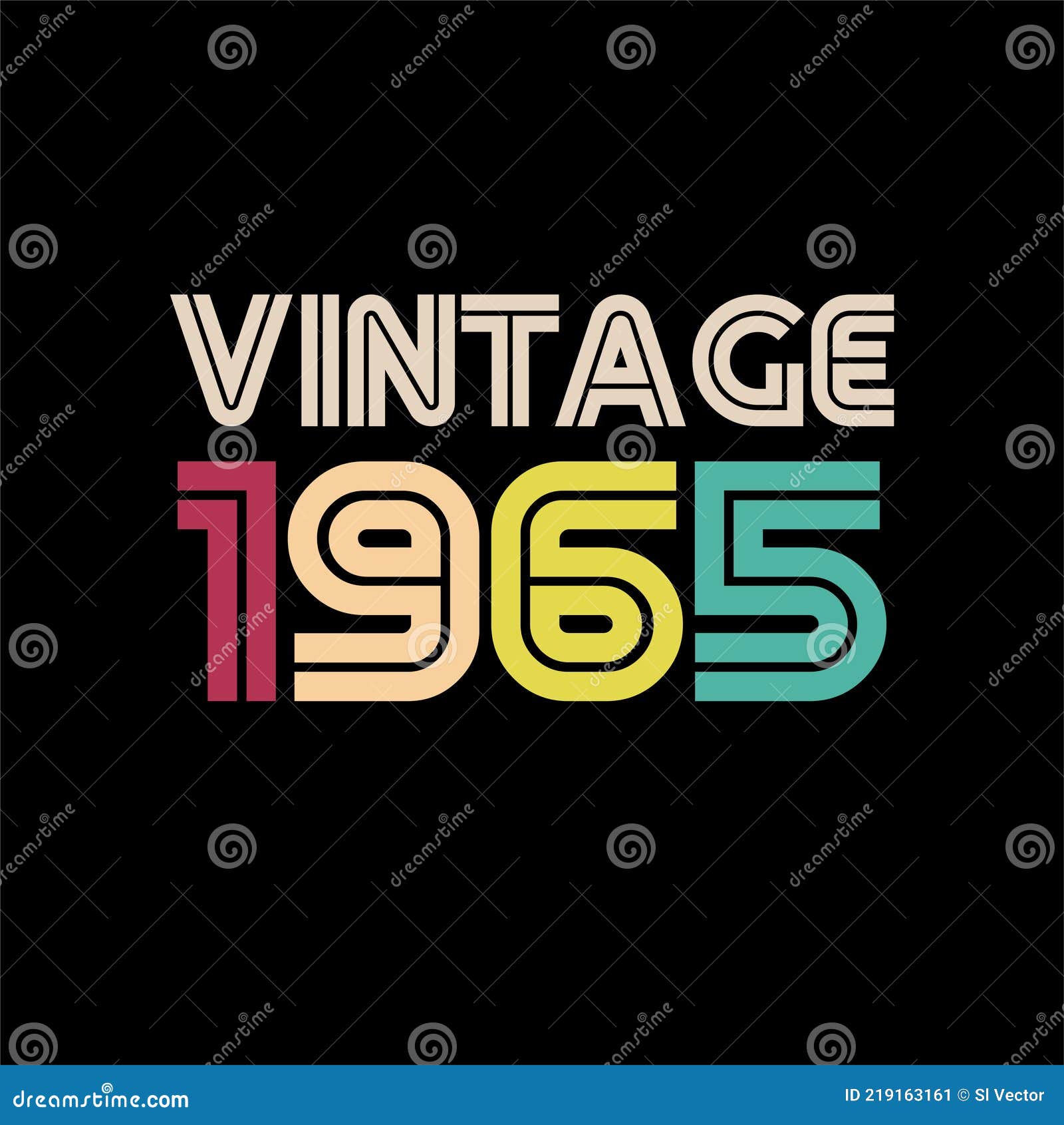 1965 Vintage Retro T Shirt Design, Vector, Black Background Stock ...
