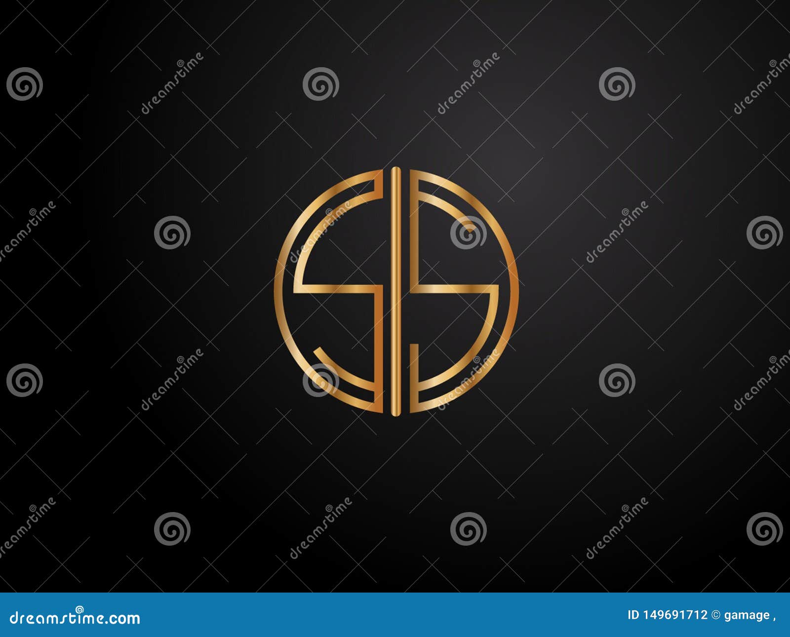SS Initial Circle Shape Gold Color Later Logo Design Stock Vector ...