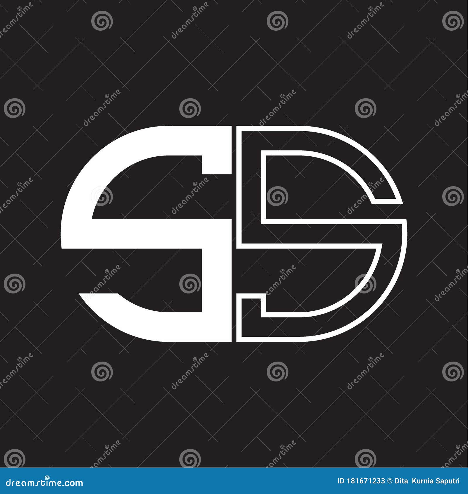 SS Letter Logo Monogram with Oval Shape Negative Space Design Template ...