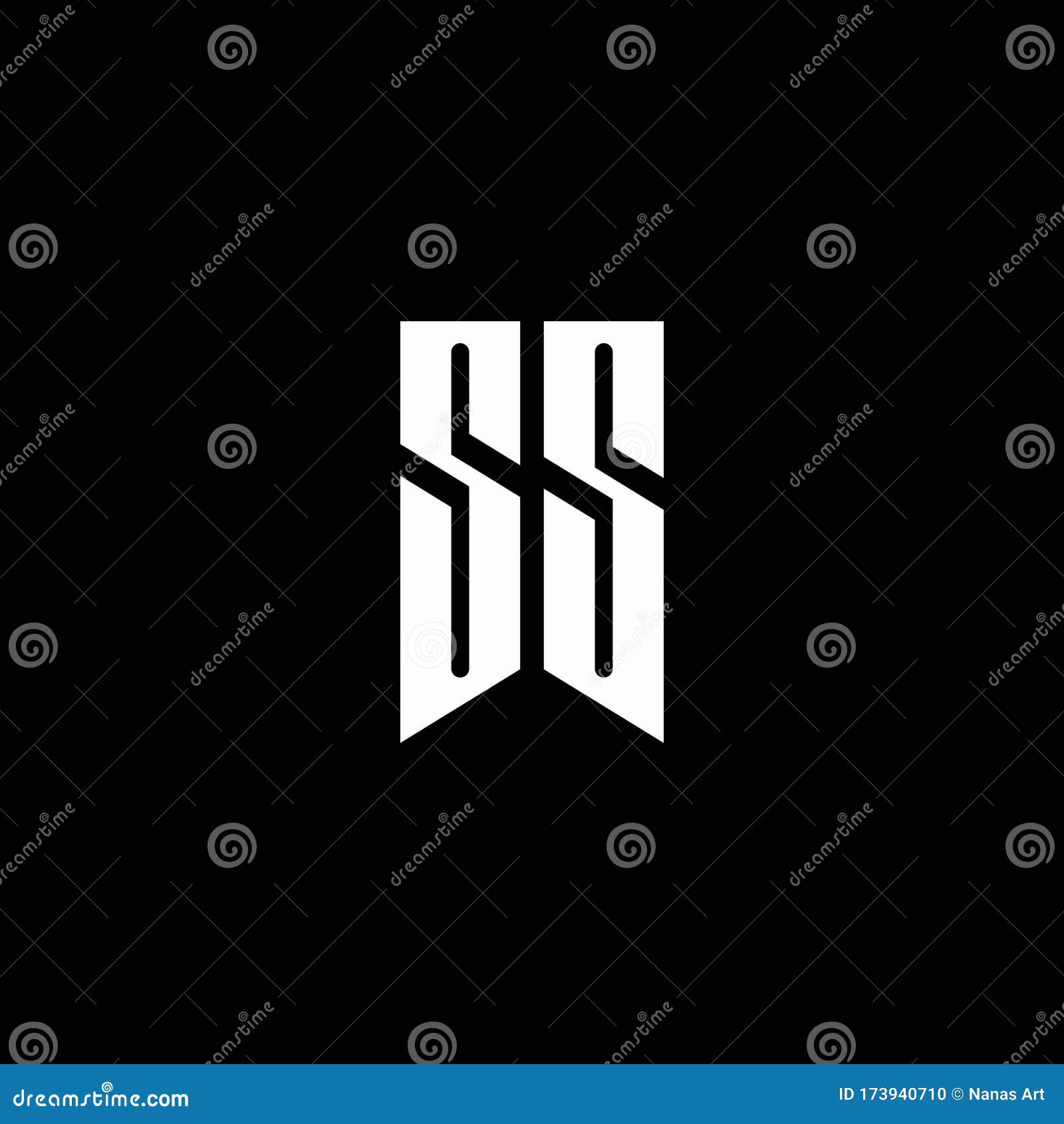 SS Logo Monogram with Emblem Style Isolated on Black Background Stock ...