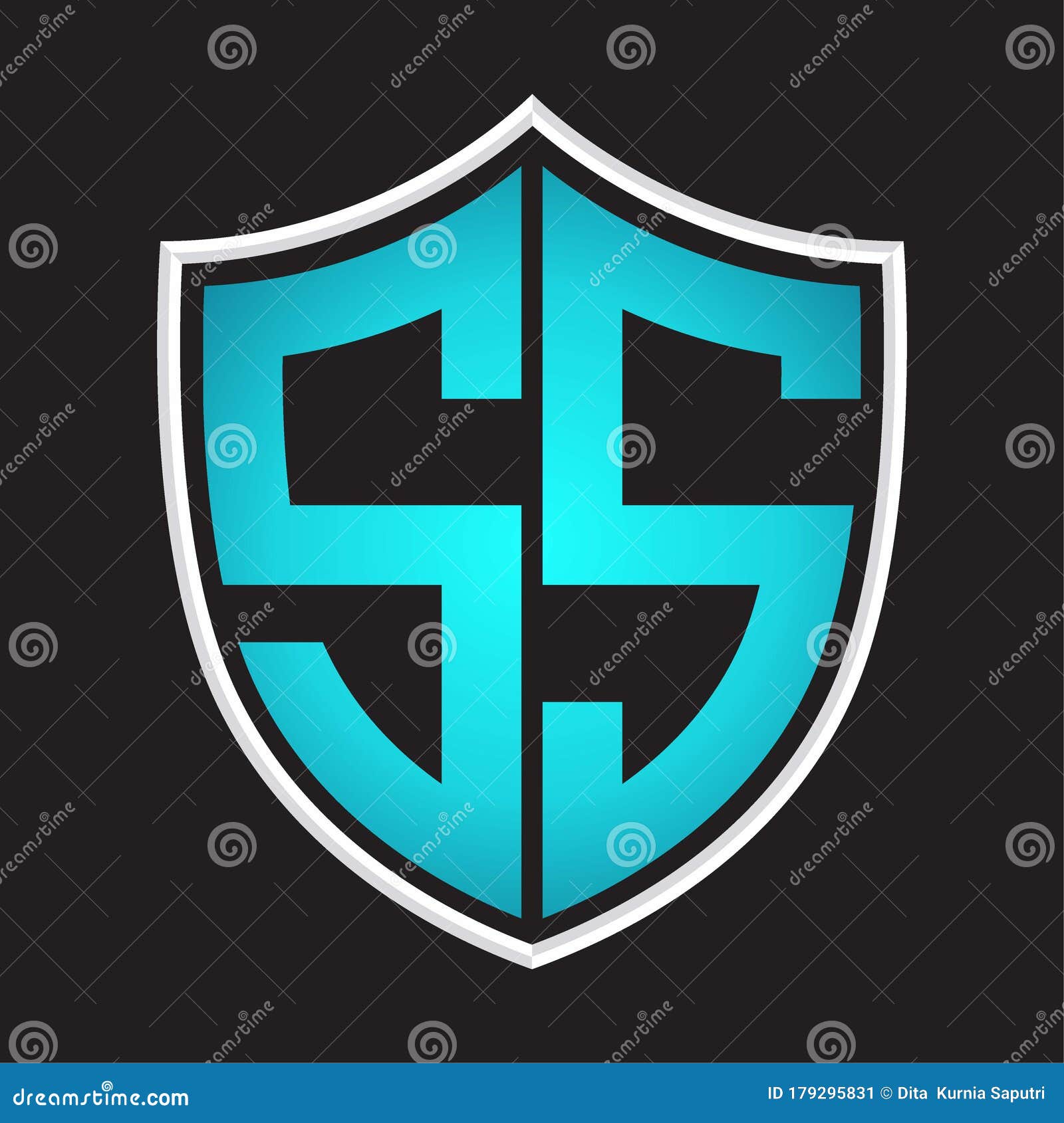 SS Logo Monogram with Shield Shape Isolated Blue Colors on Outline ...