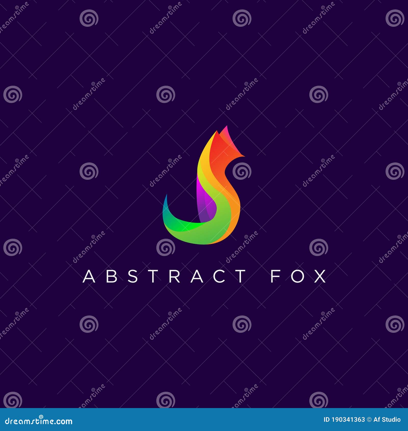 Modern 3D Futuristic Colorful Animal Fox Wolf Dog Cat Logo Design Stock ...