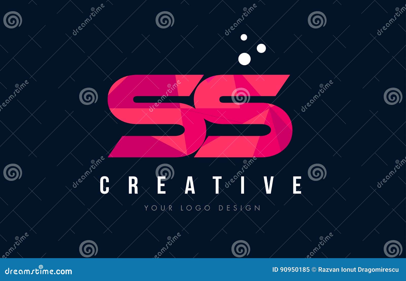 SS S S Letter Logo with Purple Low Poly Pink Triangles Concept Stock ...