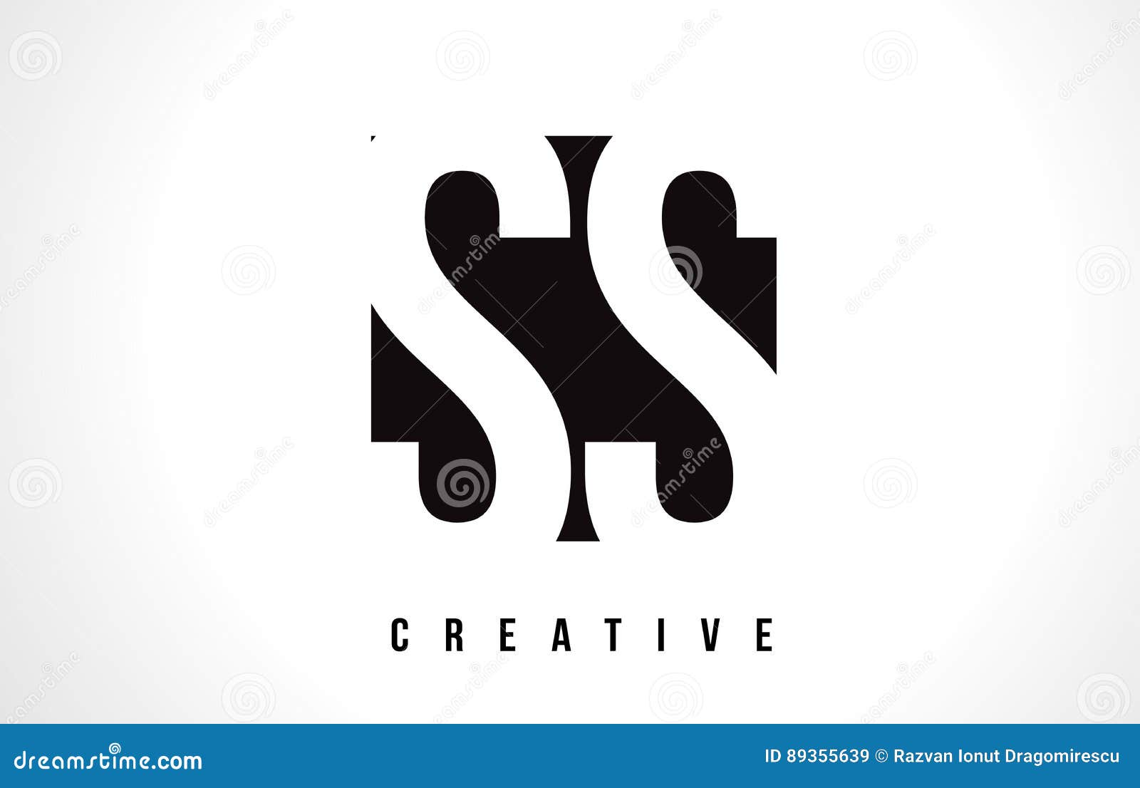 SS S S White Letter Logo Design with Black Square. Stock Vector ...