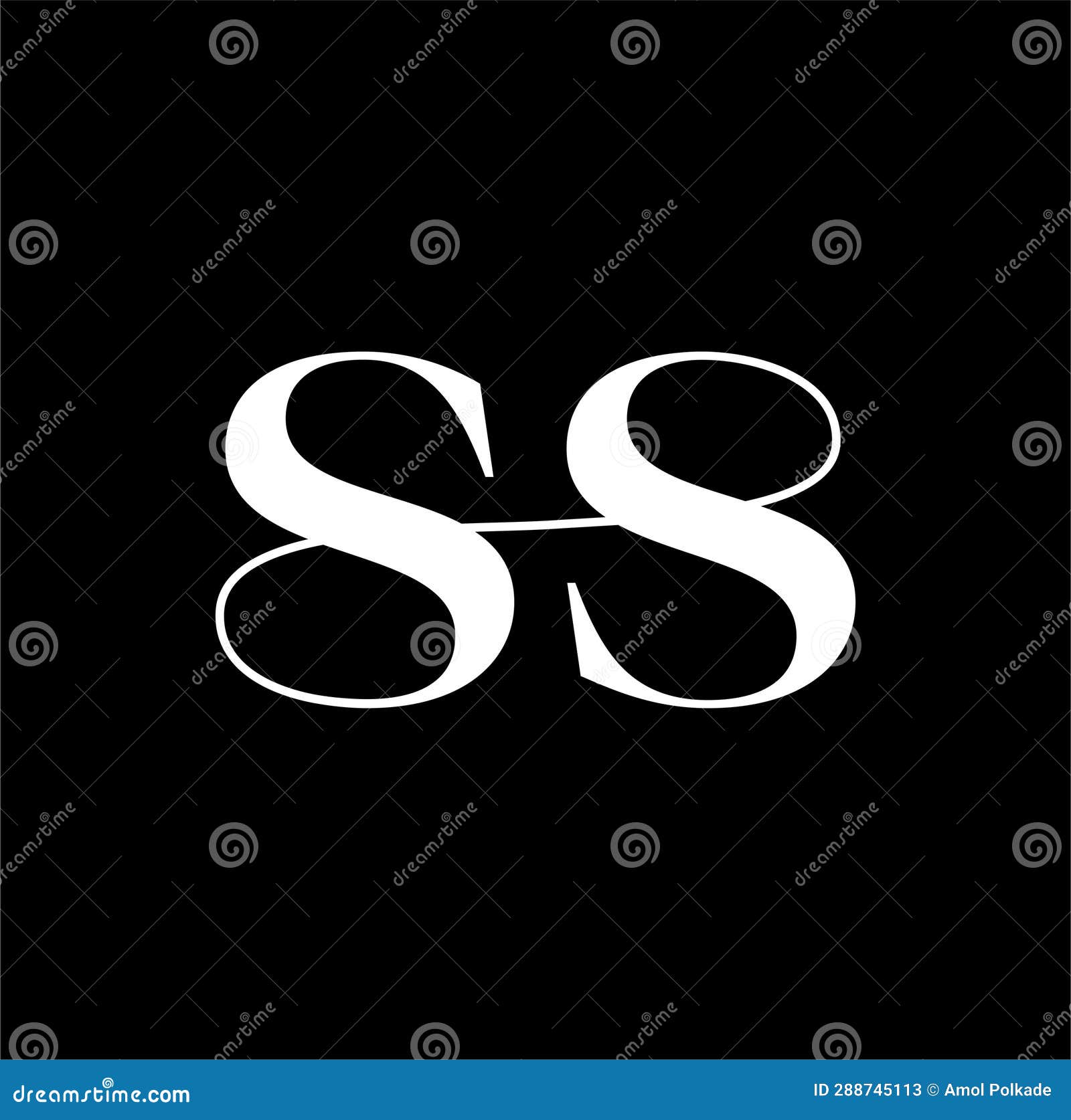 SS Typography Vector Monogram in Calligraphy Style Stock Vector ...