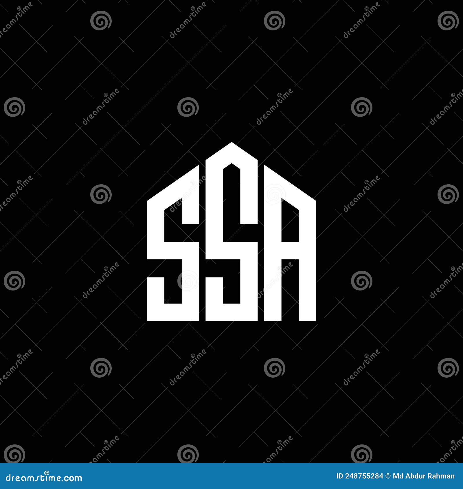 SSA Letter Logo Design on BLACK Background. SSA Creative Initials ...