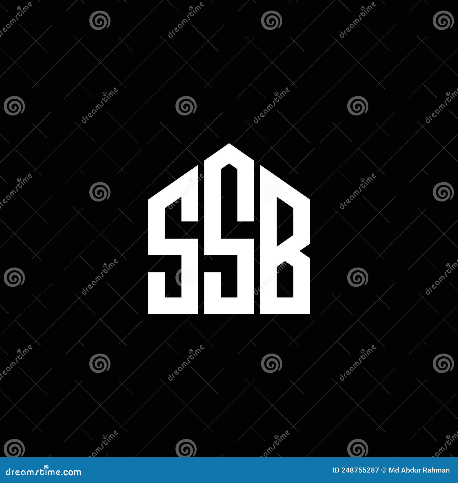 SSB Letter Logo Design on BLACK Background. SSB Creative Initials ...