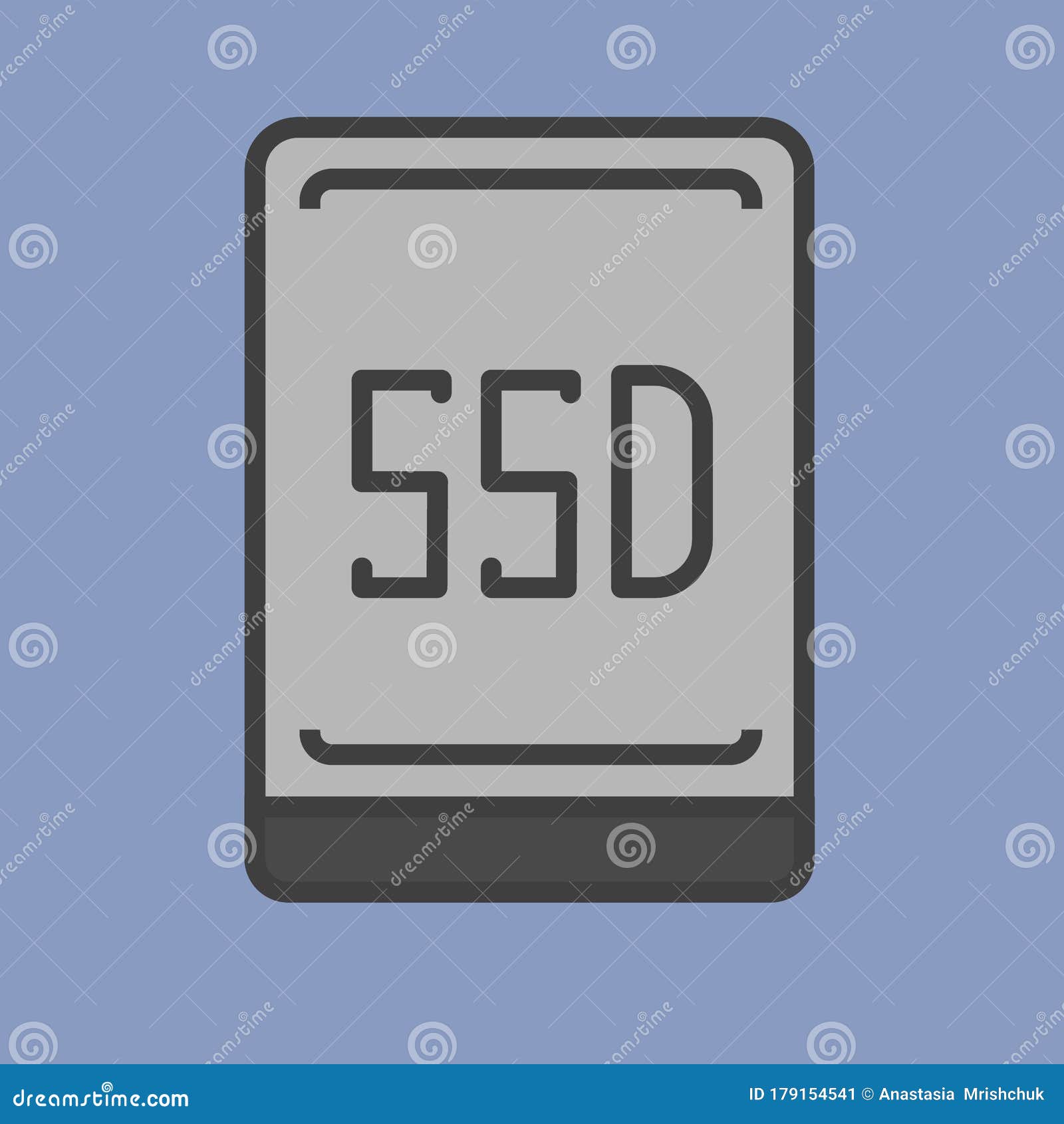 SSD Drive Icon on Blue Background. Vector Illustration Stock ...