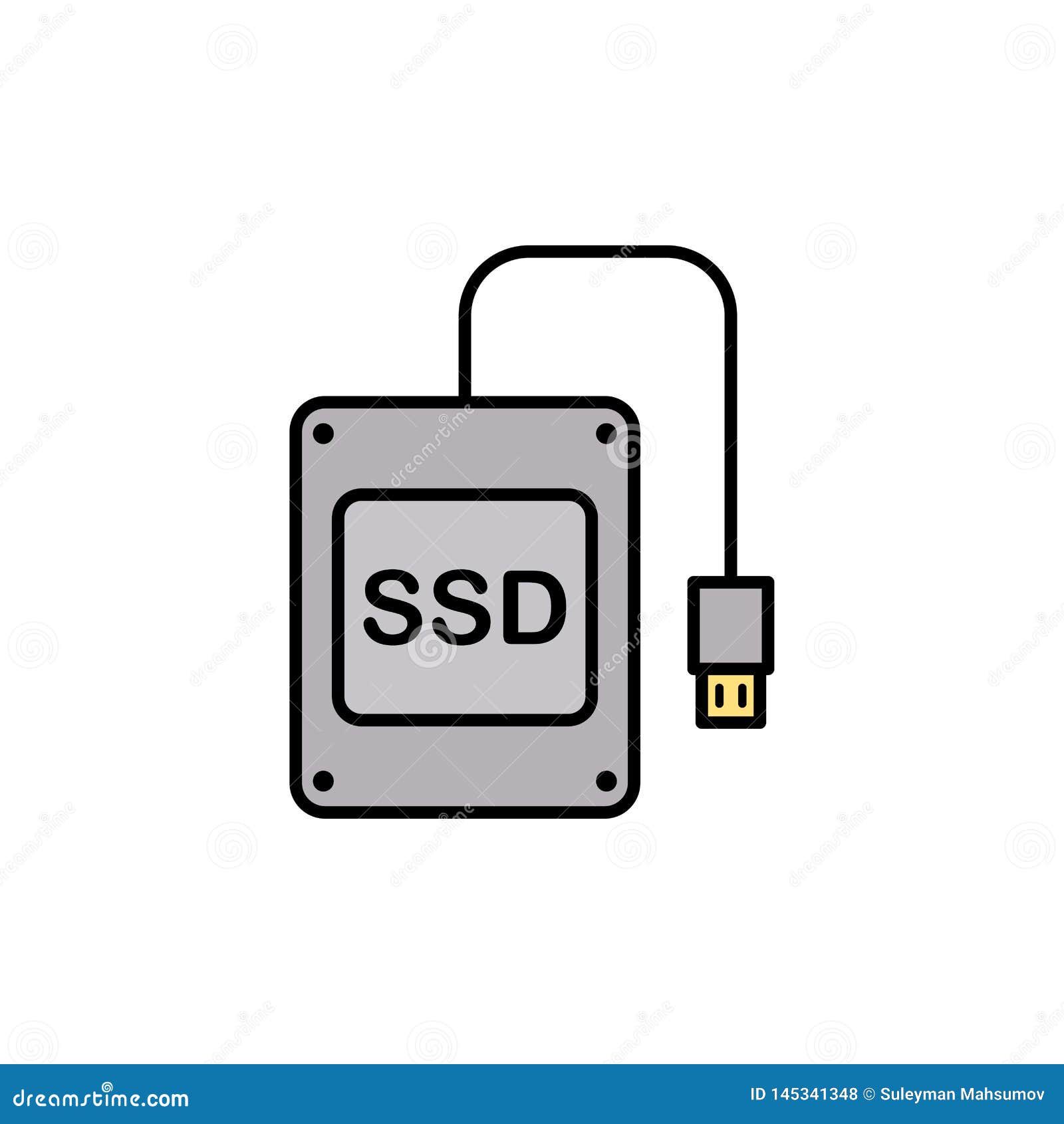 SSD Flat Vector Icon Sign Symbol Stock Vector - Illustration of device ...