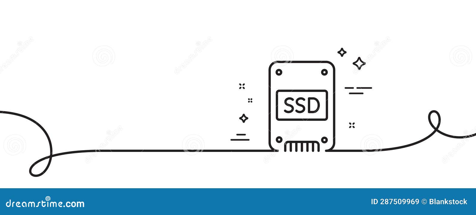 SSD Icon. Solid-state Drive Sign. Continuous Line with Curl. Vector ...