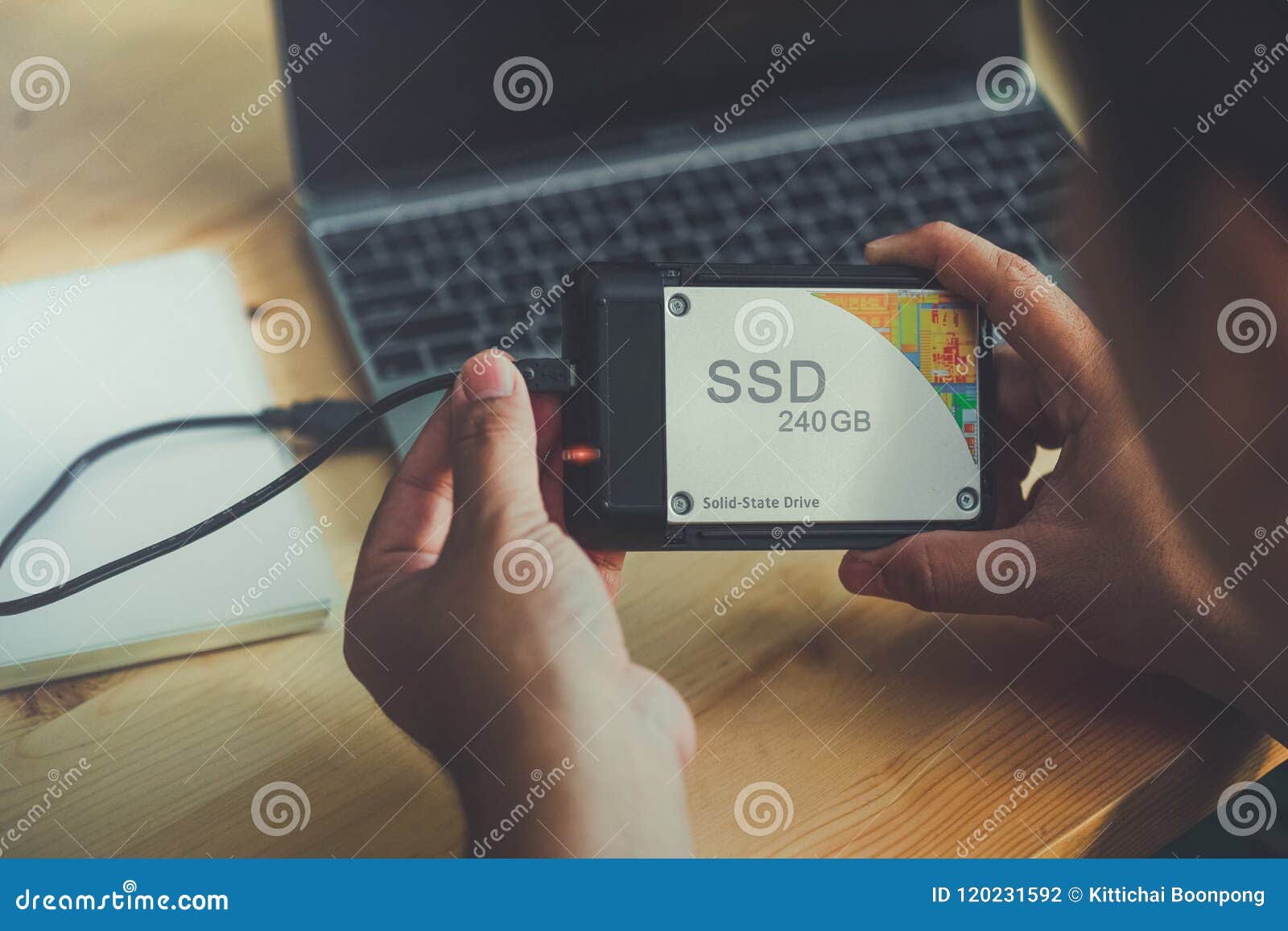 SSD and Laptop,solid State Drive with Sata 6 Gb Connection Editorial ...