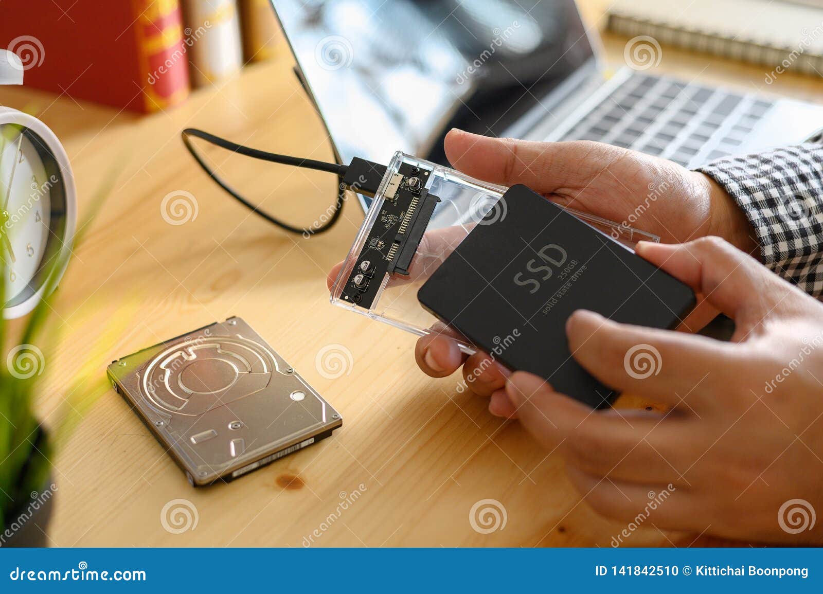 SSD and Laptop,solid State Drive with Sata 6 Gb Connection Stock Photo ...