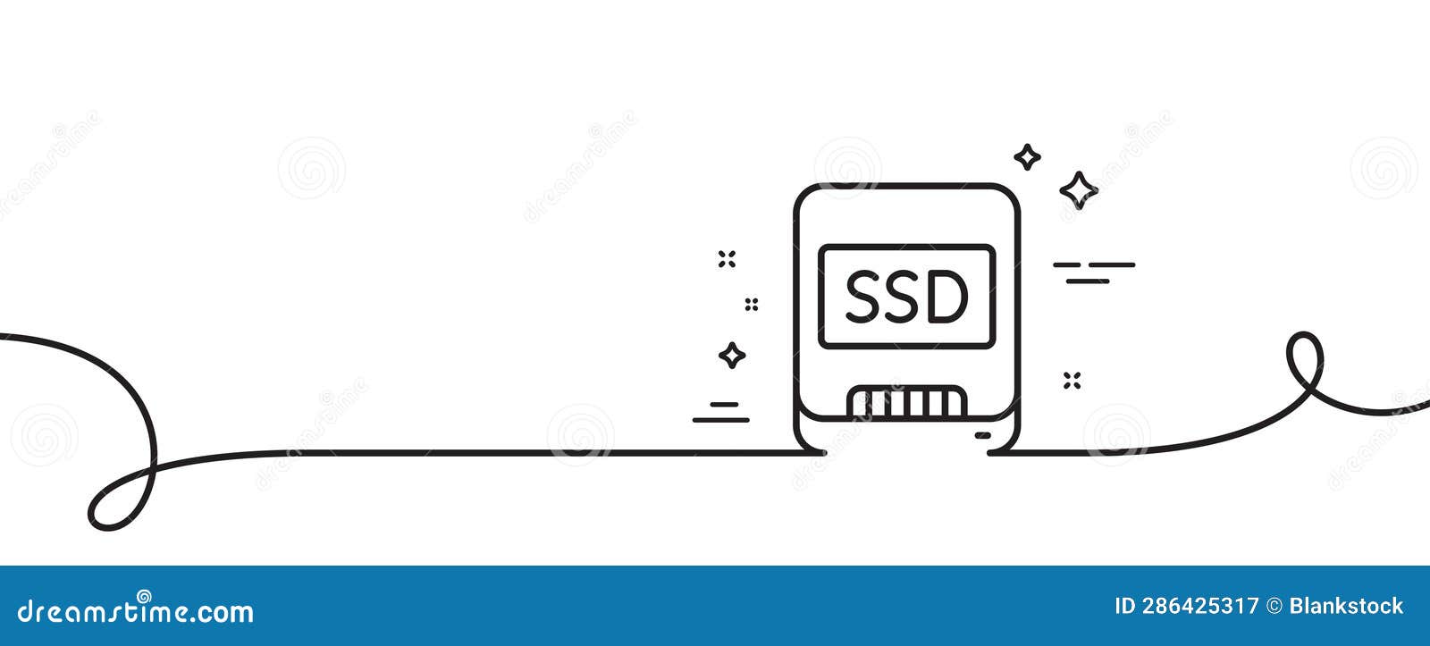 Ssd Line Icon. Computer Memory Component Sign. Data Storage. Continuous ...