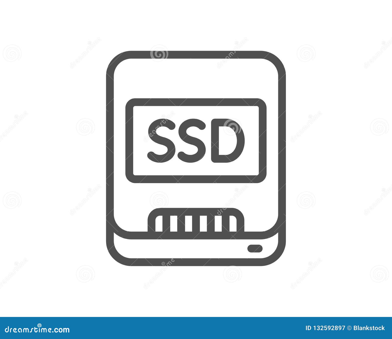 Ssd Line Icon Computer Memory Component Sign Data Storage Vector