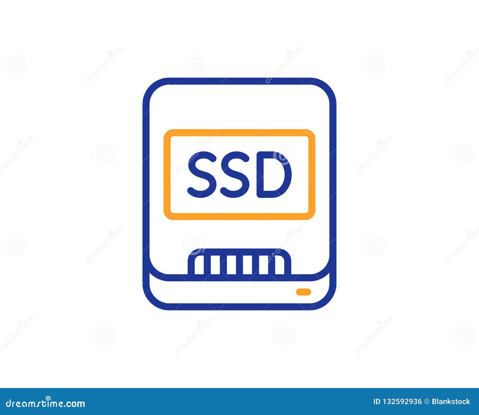 Ssd Line Icon Computer Memory Component Sign Data Storage Vector