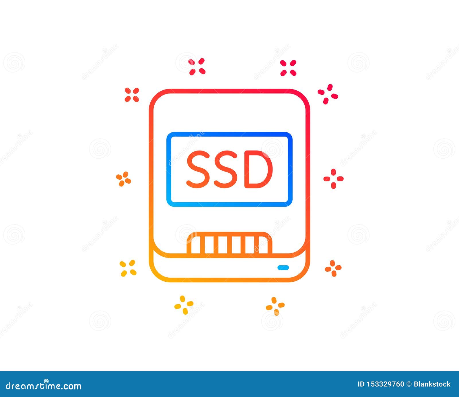 Ssd Line Icon. Computer Memory Component Sign. Data Storage. Vector ...
