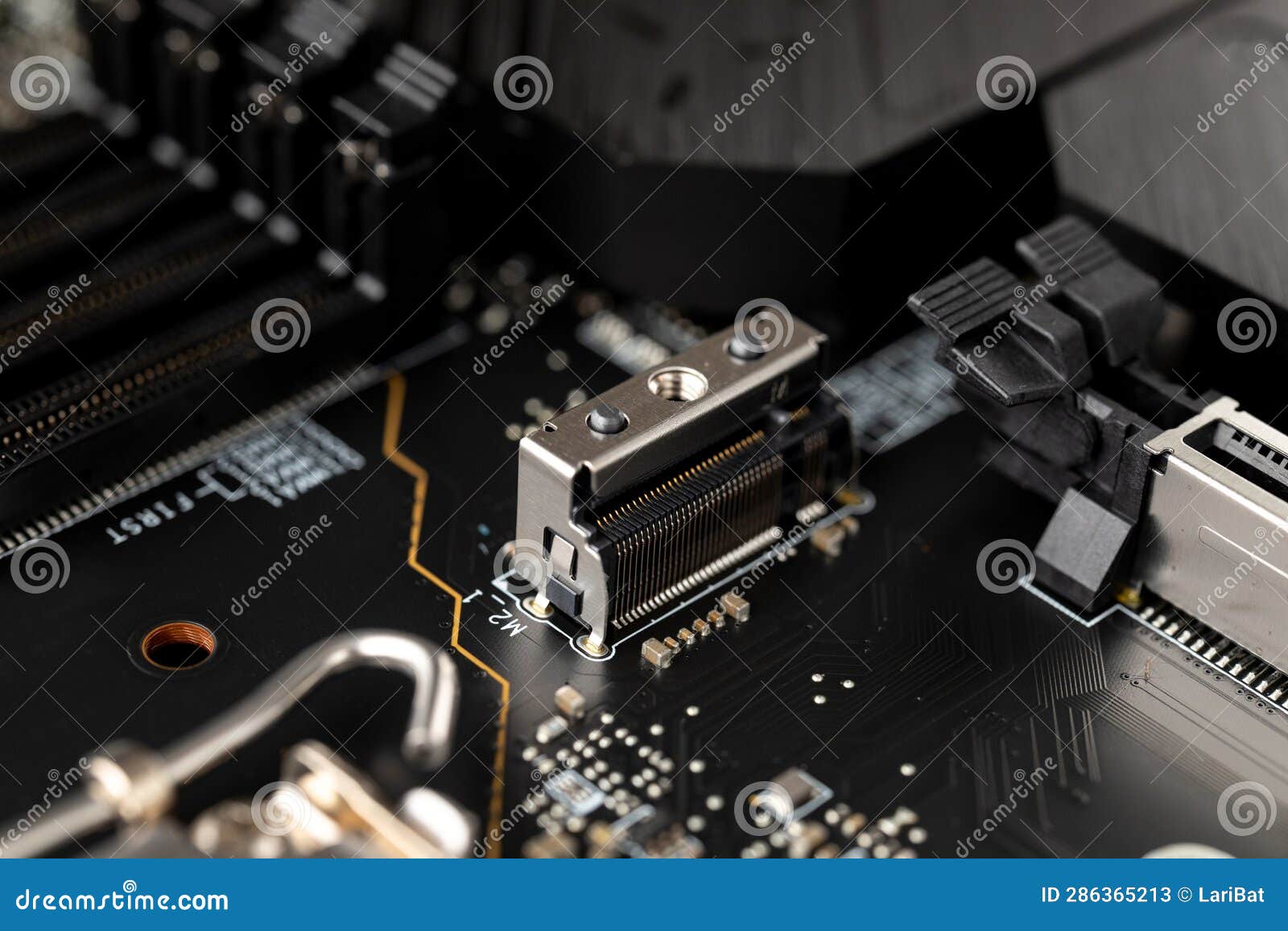 SSD M2 Contacts on the Motherboard. Computer Assembly and Repair ...