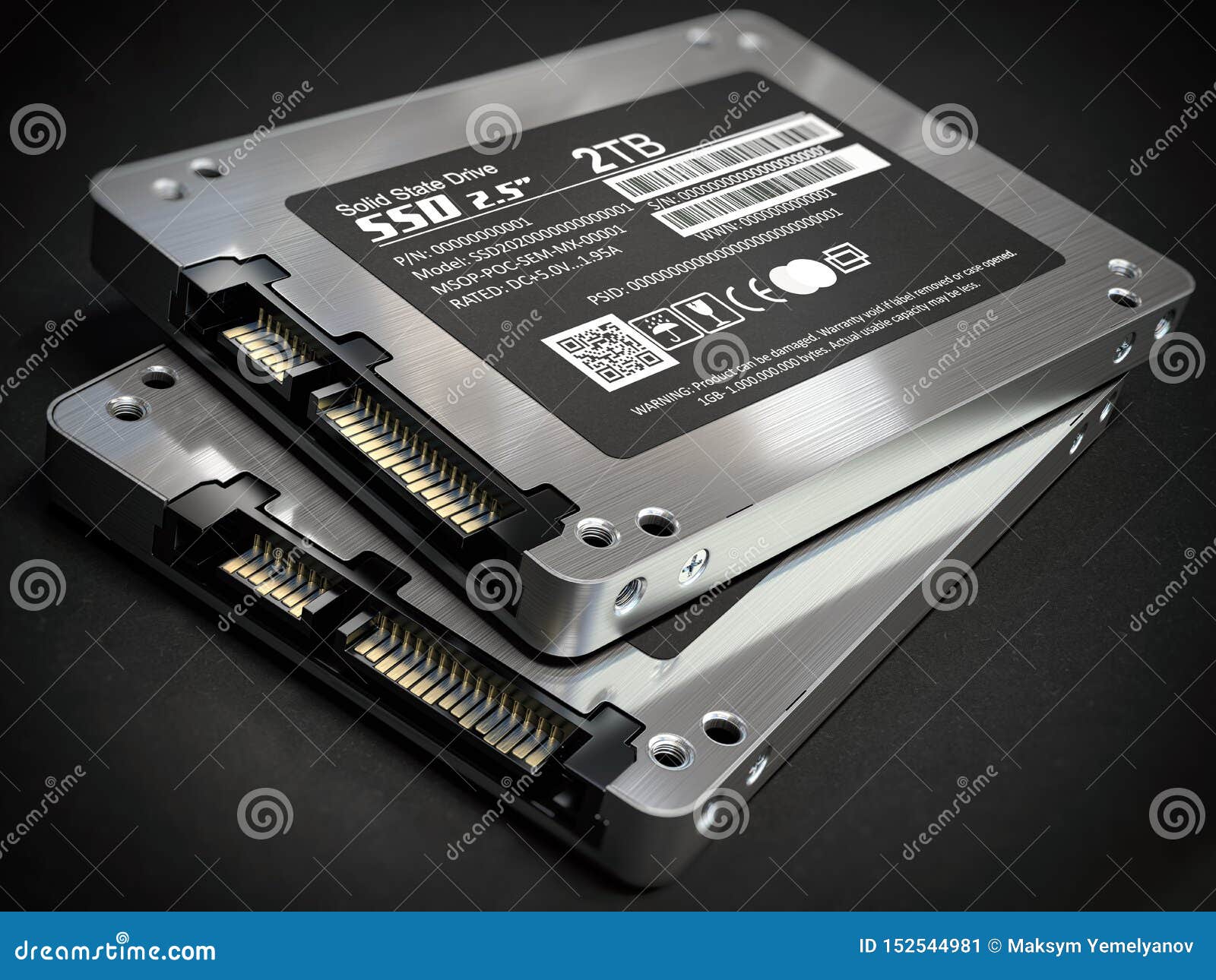 SSD State Solid Drives Disks on Black Background Stock Illustration ...